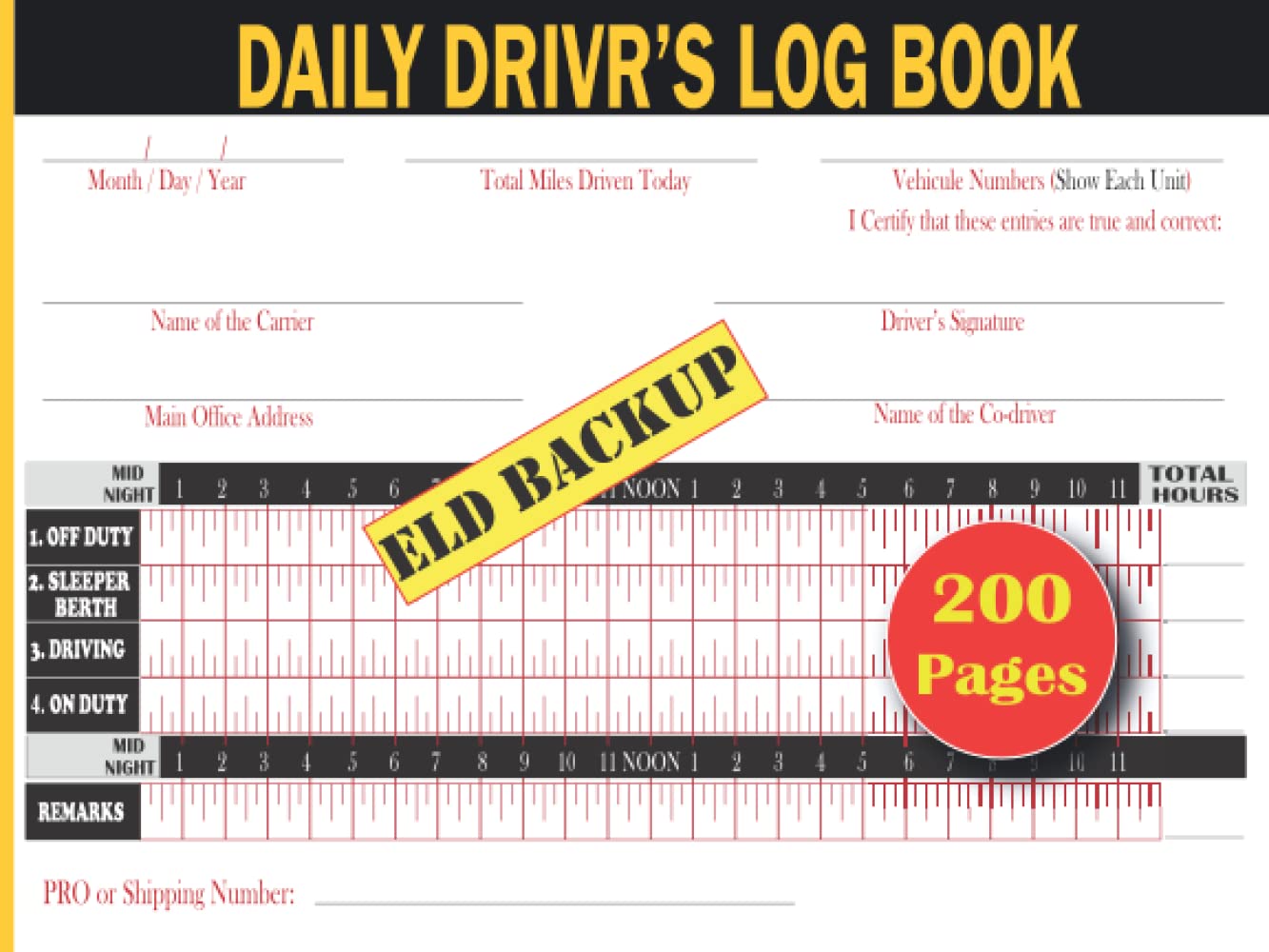 Amazon.com: ELD Backup Driver Log Book: Daily ELD Backup Checklist ...