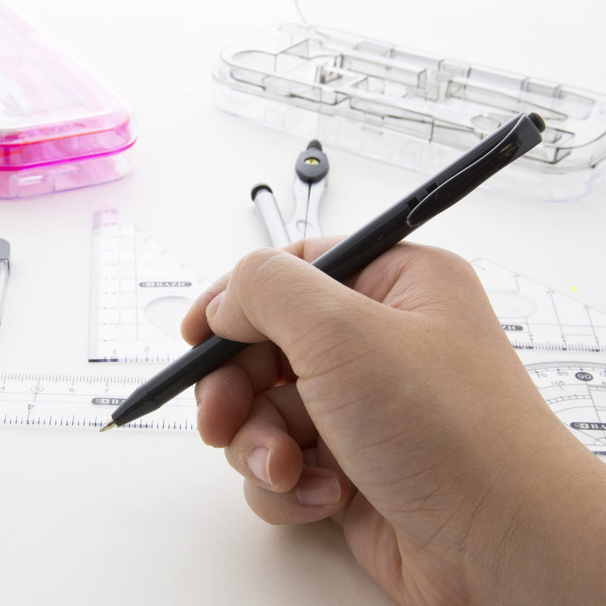 Buy BAZIC Math Geometry Set 9 Pieces Protractor, Compass, Ruler, 2 ...