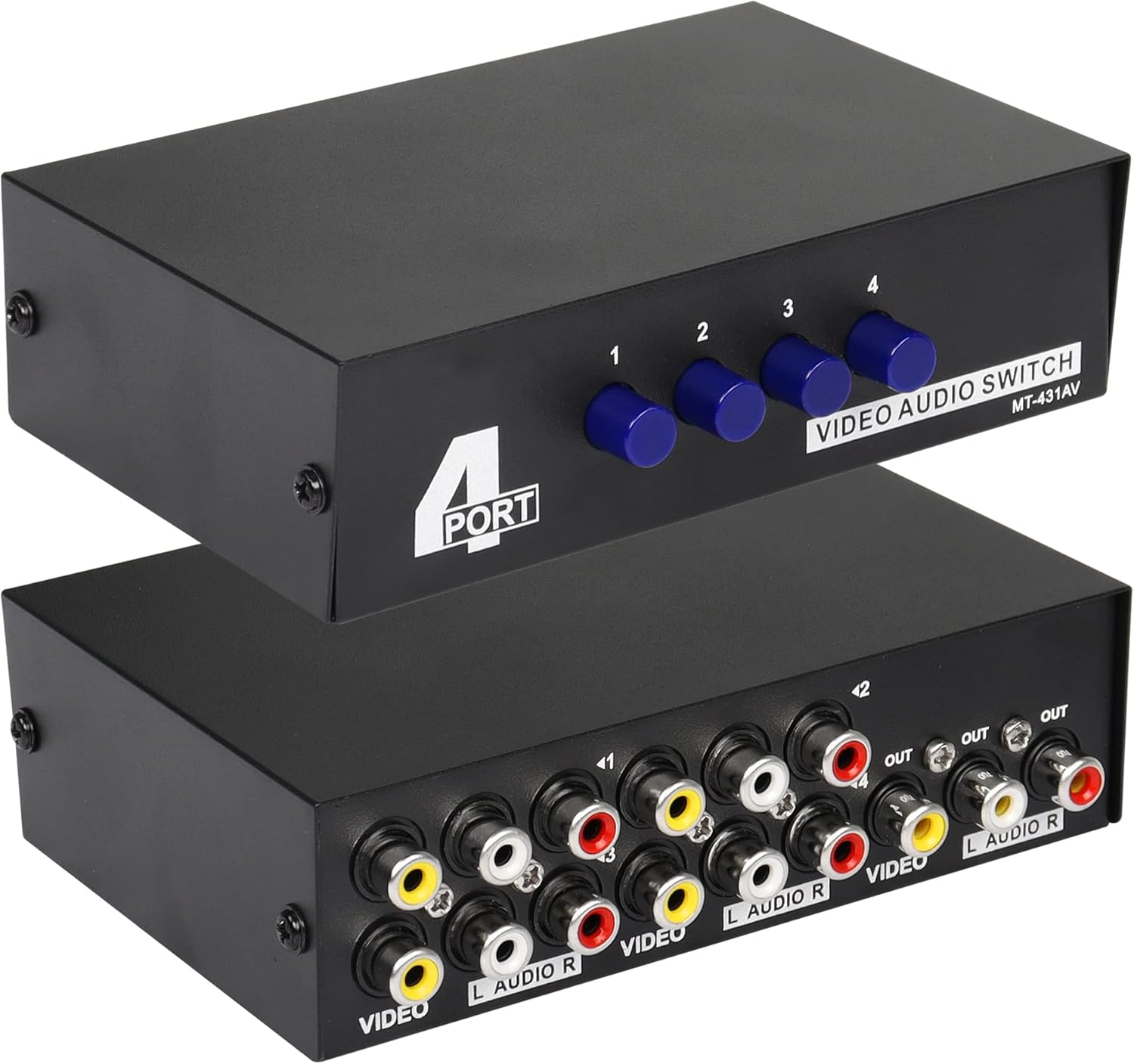 CERRXIAN 4-Way RCA Switch AV Switch,4 In 1 Out L/R Audio Composite ...