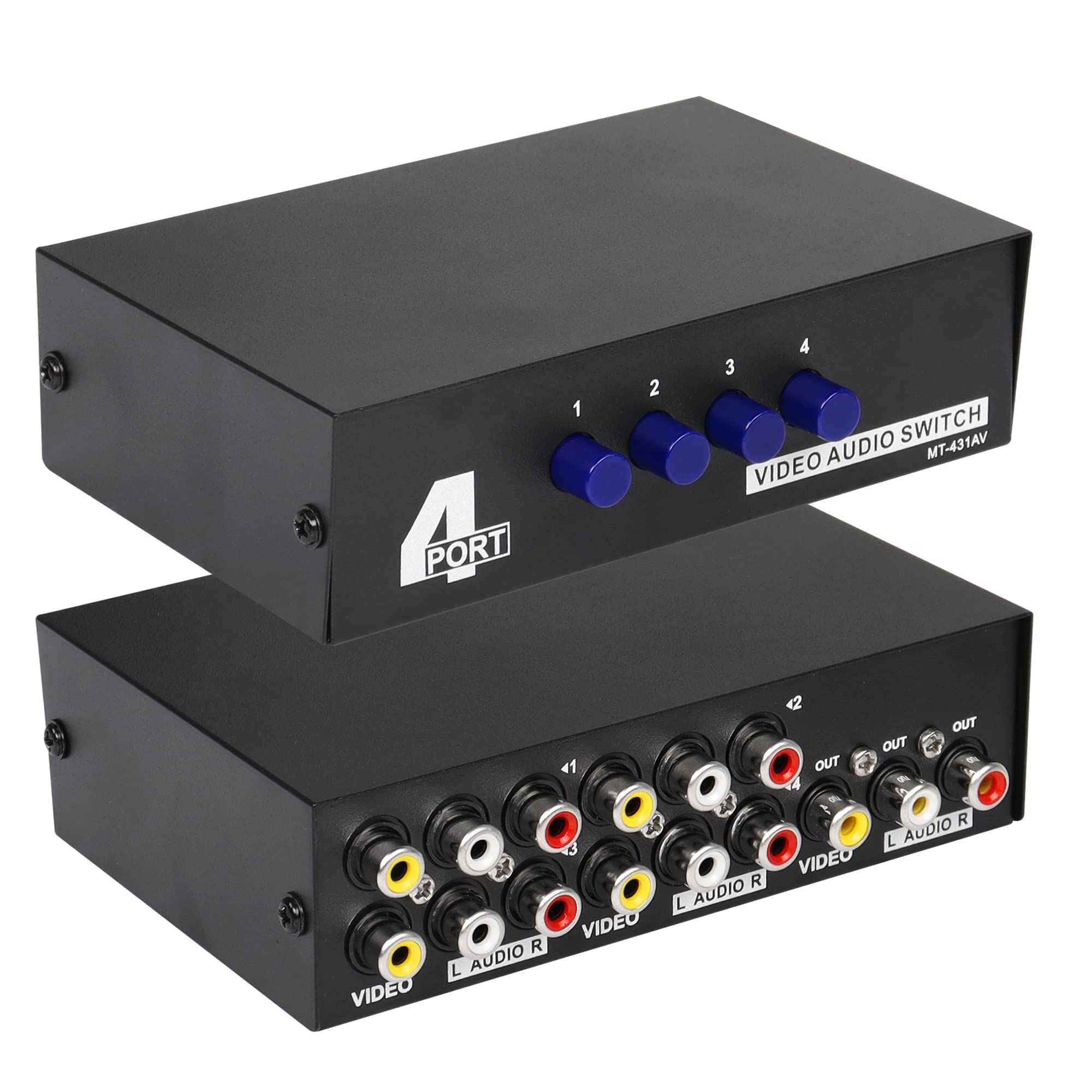 Amazon.com: CERRXIAN 4-Way RCA Switch AV Switch,4 in 1 Out L/R Audio ...