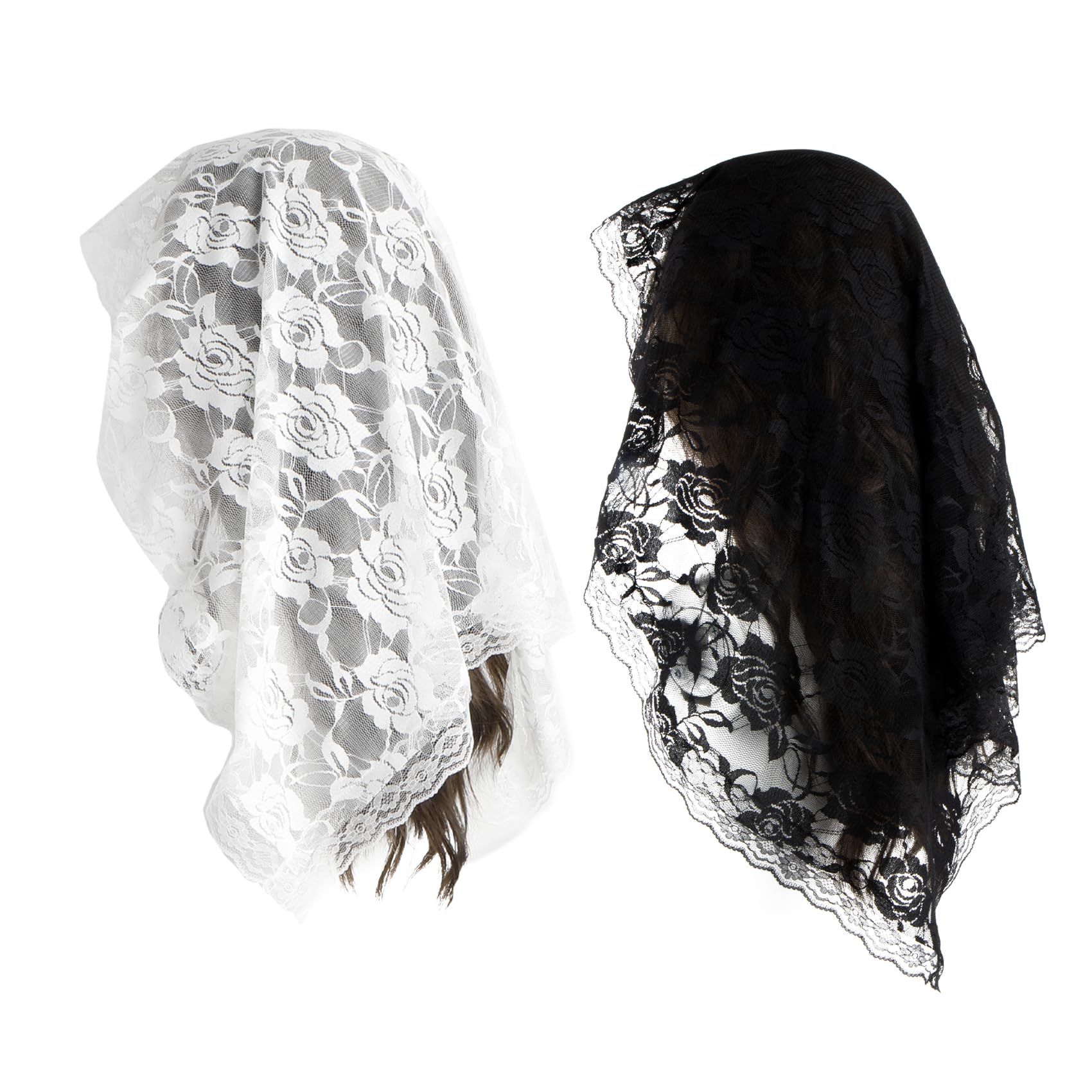 Amazon.com: 2 PCS Lace Veil,Mantilla Veils Catholic,Veils For Church ...