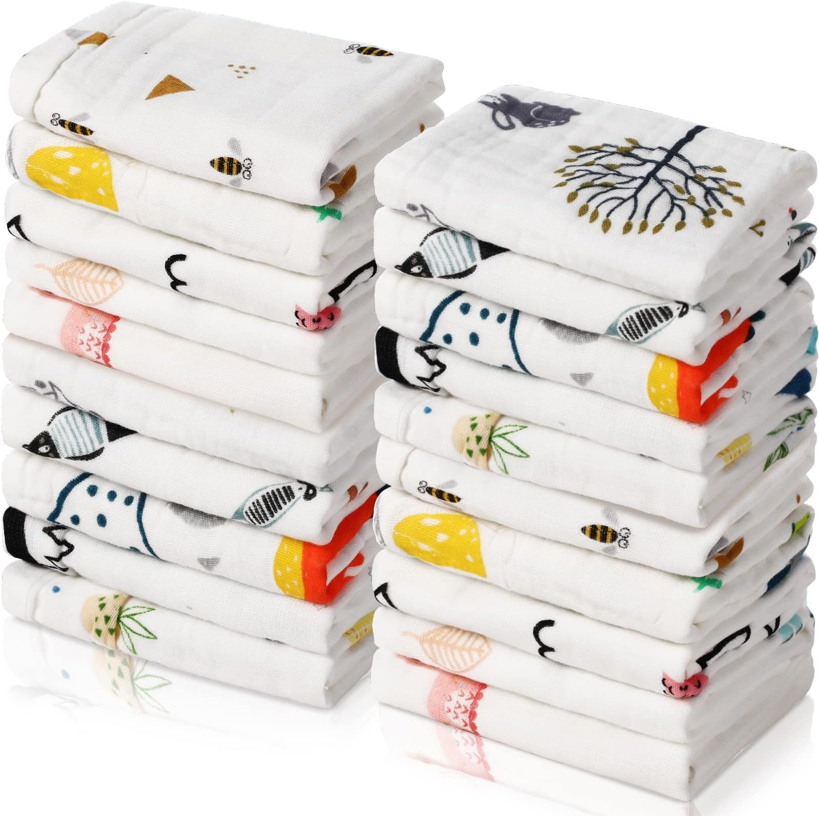 Amazon.com : Chumia 20 Pack Baby Muslin Burp Cloths Baby Wash Cloths ...