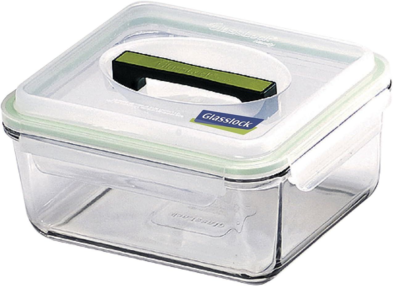 Amazon.com: Rectangular Handy Tempered Glass Food Container 2700ml ...