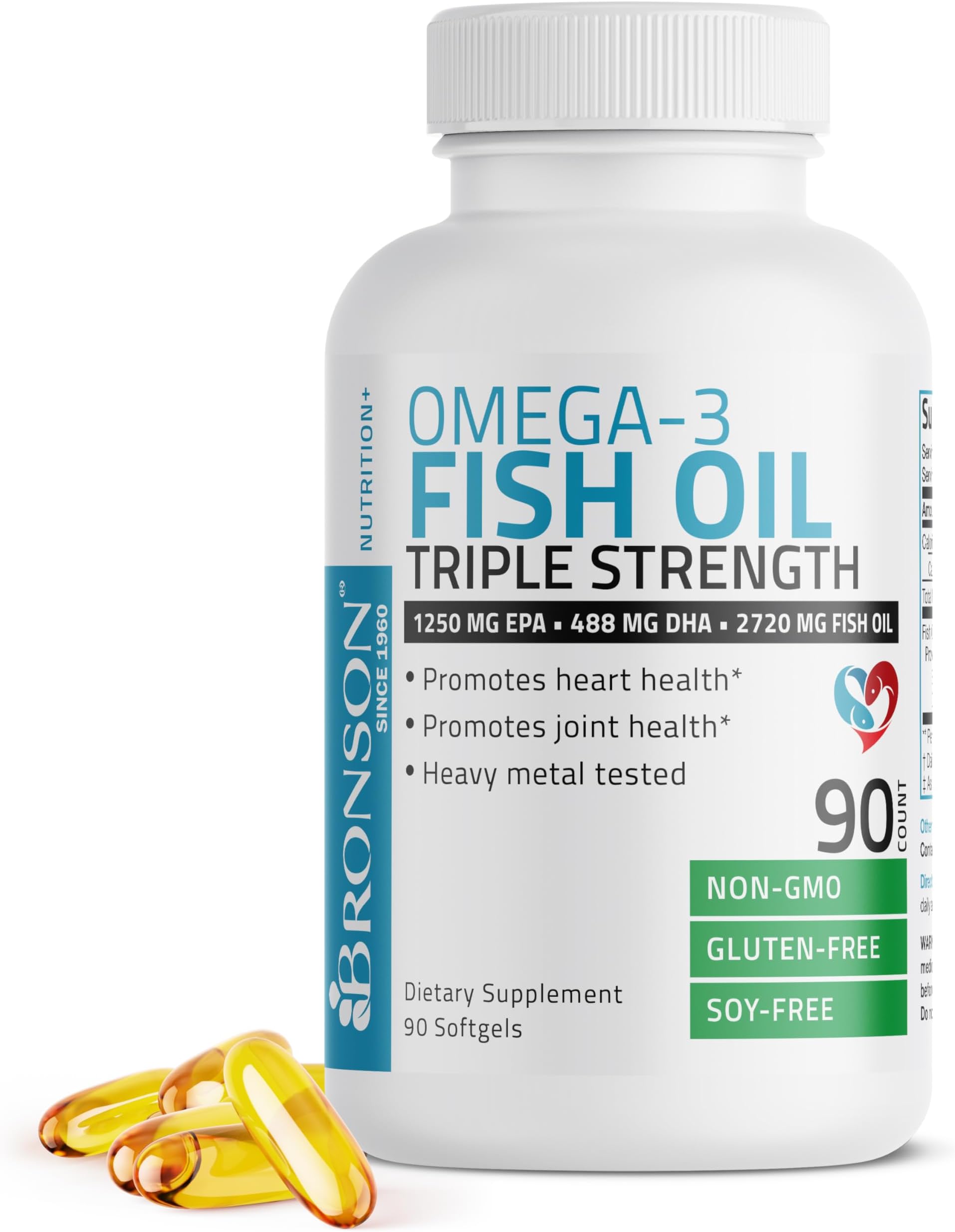 Amazon.com: Bronson Omega 3 Fish Oil Triple Strength 2720 mg, High EPA ...