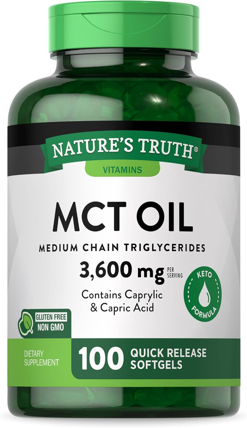 Amazon.com: Nature's Truth MCT Oil Capsules | 100 Softgels | Keto ...
