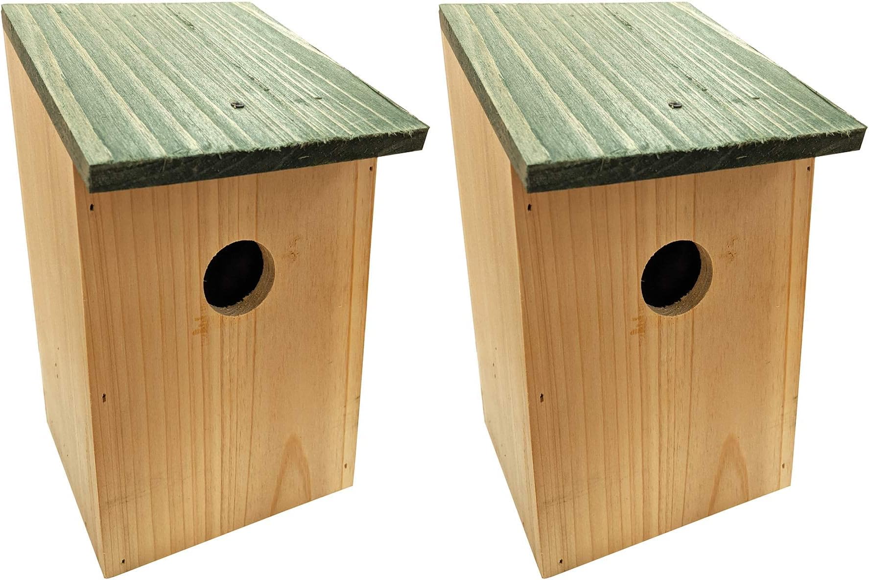 2 x Wooden Nesting Box Wild Bird House Traditional Hinged Roof Garden ...
