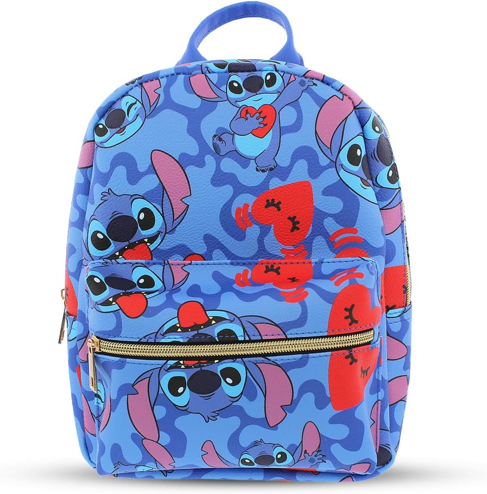 Amazon.com: Disney Stitch with Hearts Mini PU Leather Backpack Purse ...