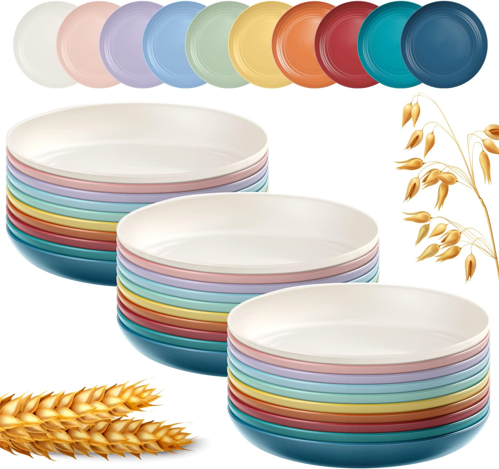 Amazon.com | 16 Pcs plastic plates plastic reusable plates dishwasher ...