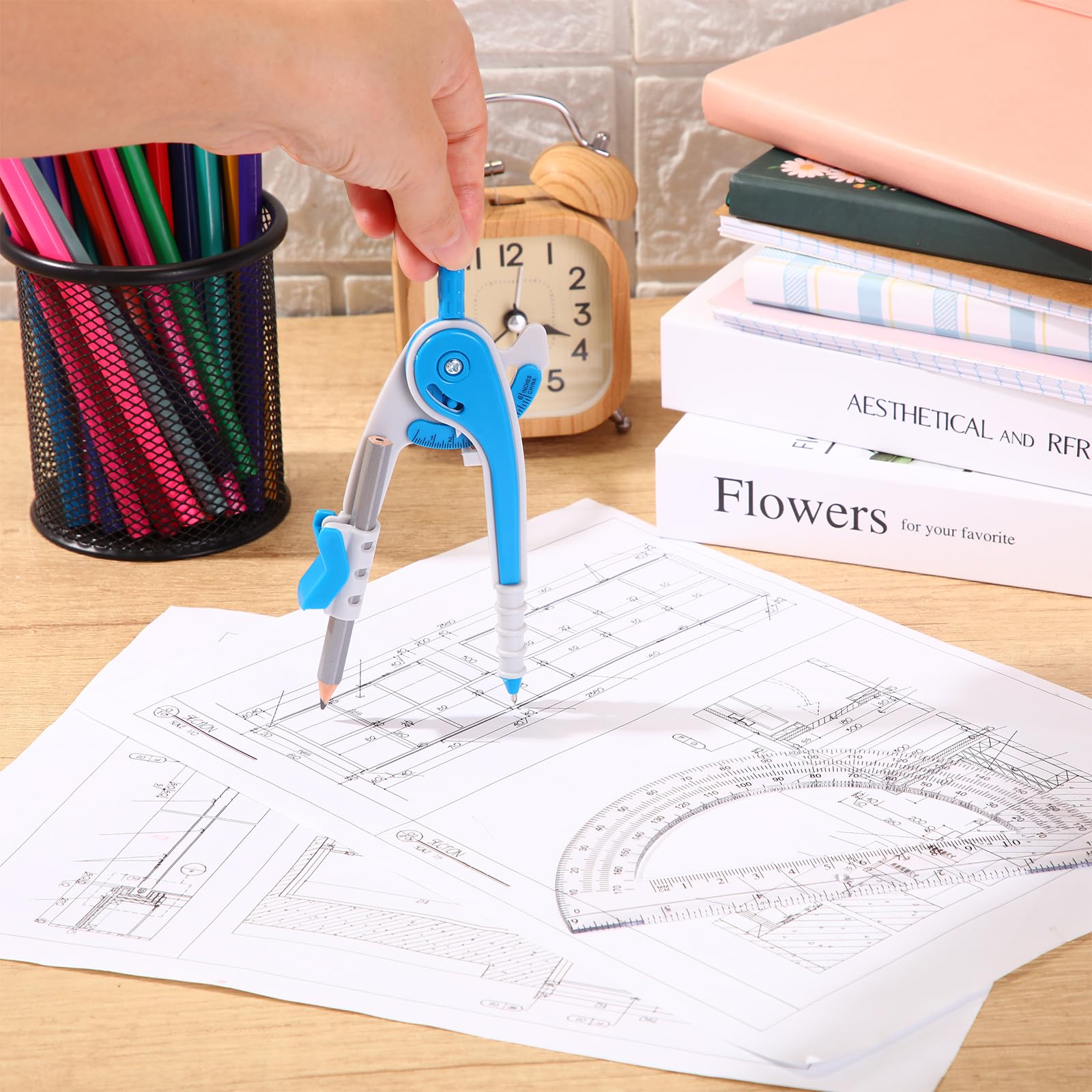 Snapklik.com : EBOOT Student Geometry Math Set, Drawing Compass And 6 Inch Clear Swing Arm ...