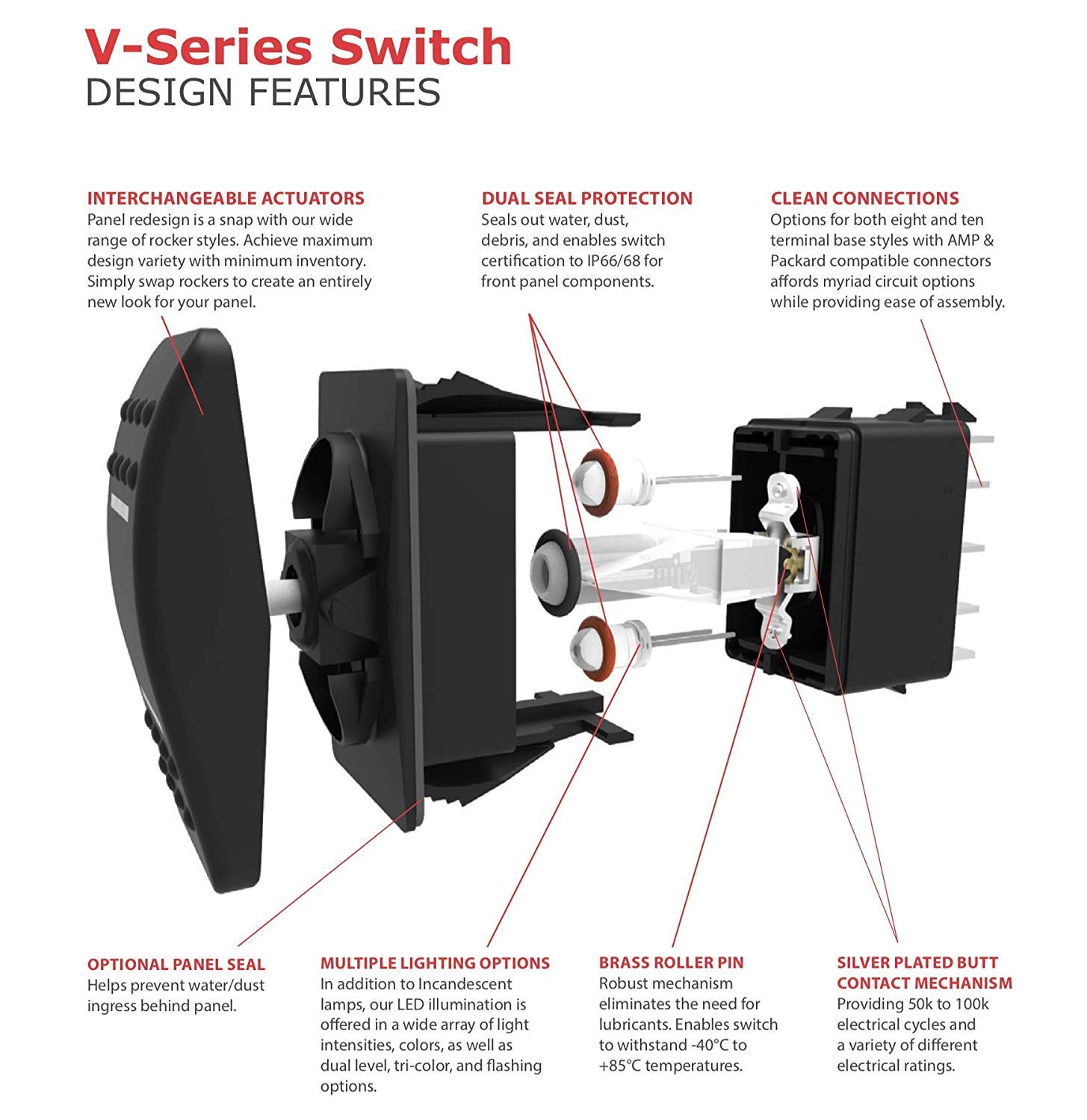 Buy Carling Technologies Sealed Lighted Rocker Switch DPDT 7 ...