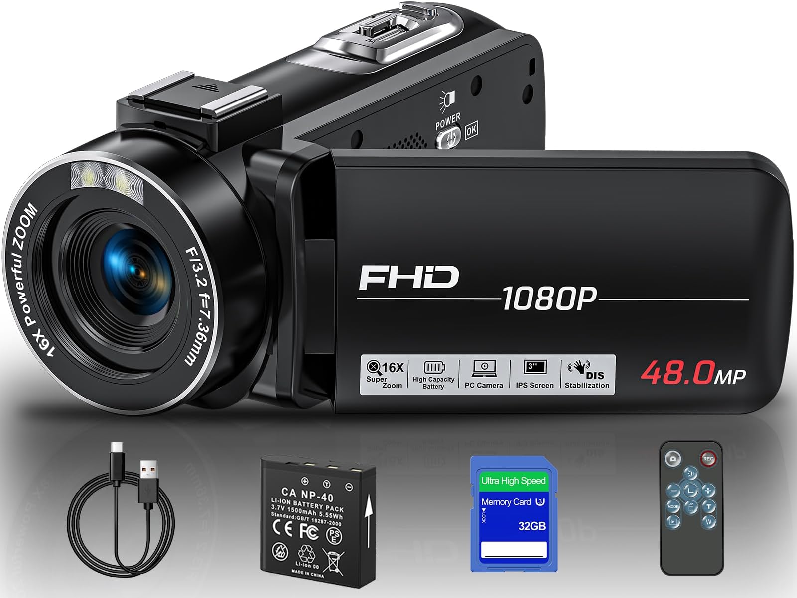 Amazon.com: 1080P HD Camera Camera Camcorder, 16MP DV Camera 16x ...