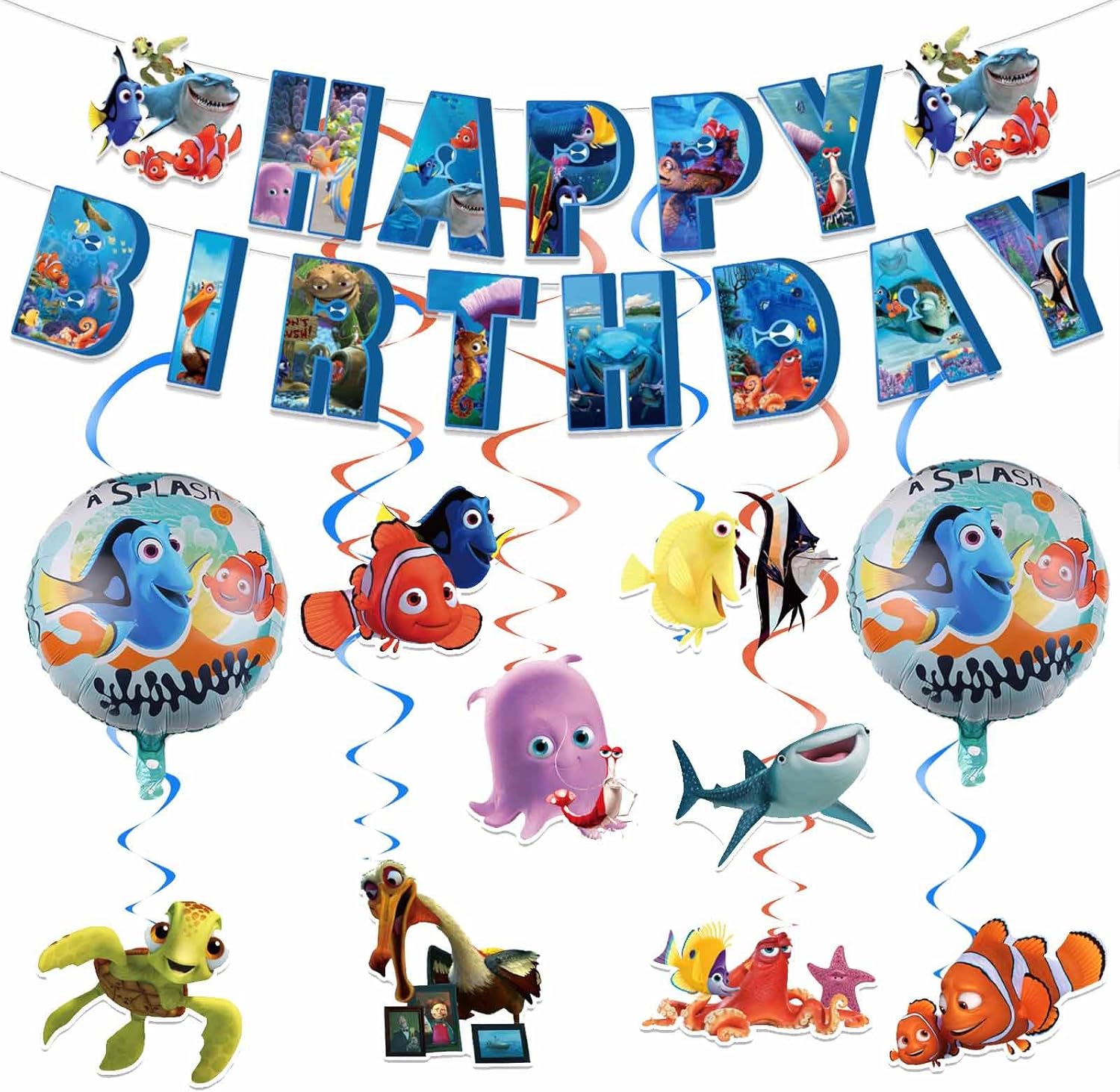 Amazon.com: Find Nemo Birthday Decorations Happy Birthday Banner ...