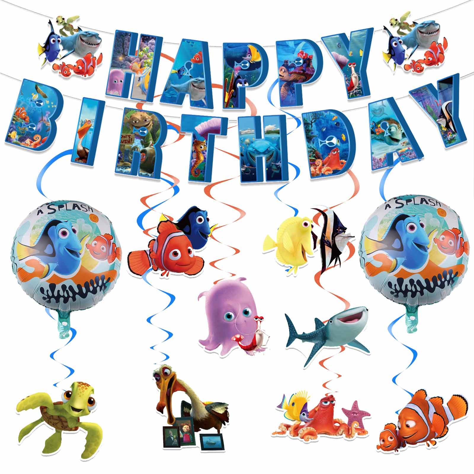 Amazon.com: Find Nemo Birthday Decorations Happy Birthday Banner ...
