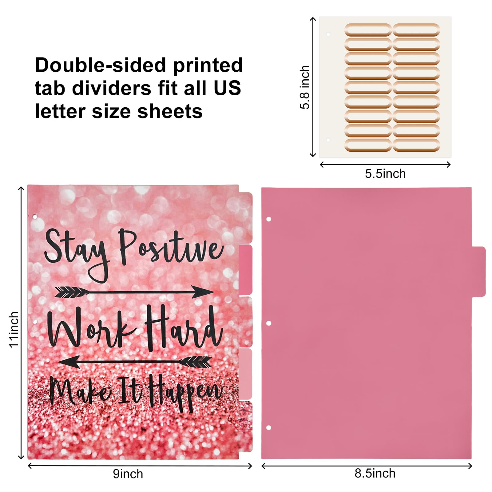 Snapklik.com : 3-Ring Large Letter Binder - Cute Dividers, 5 Tabs, 2 ...