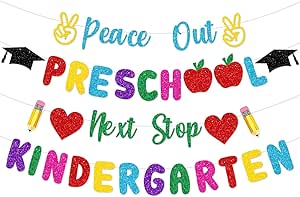 Amazon.com: Peace Out Preschool Next Stop Kindergarten Banner for ...