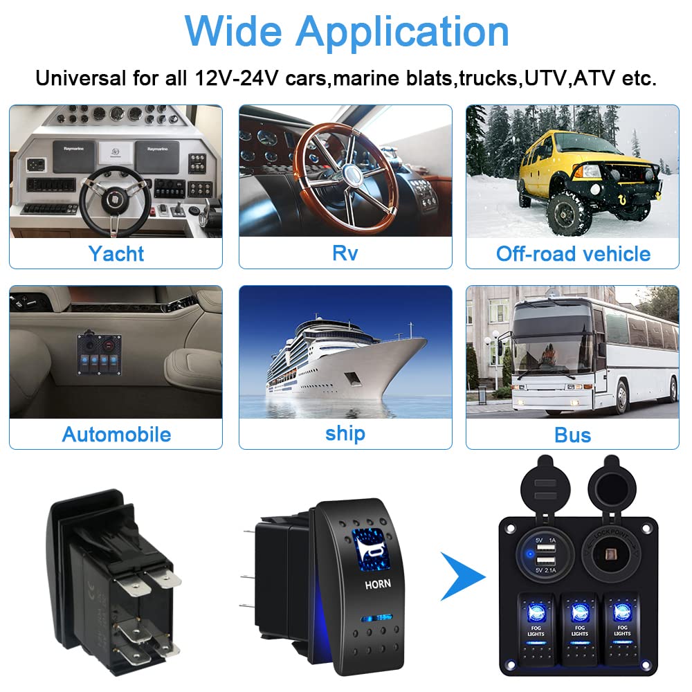 Marine Grade Toggle Switch AUKA Waterproof Momentary Rocker Switch ...