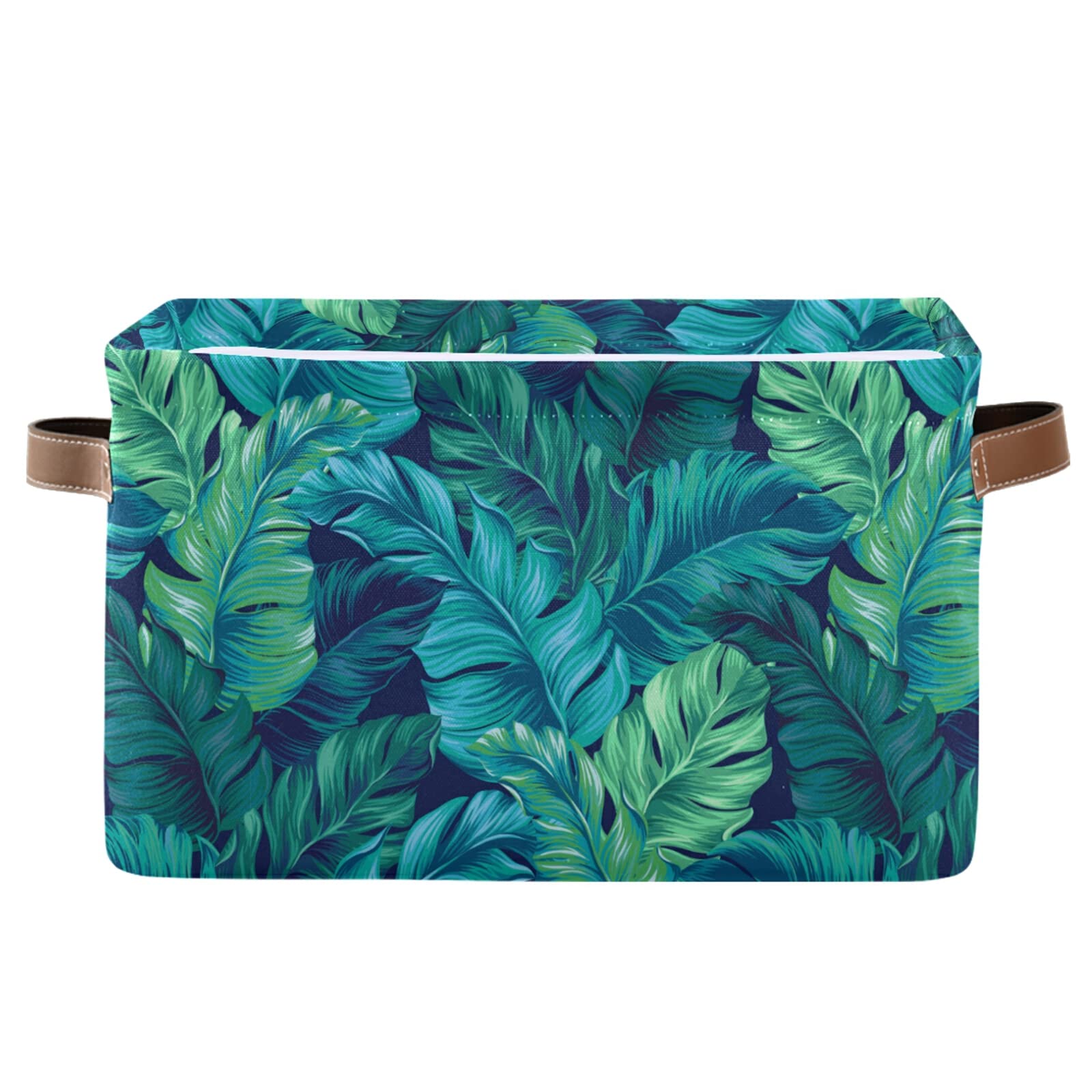 Amazon.com: Large Storage Basket Turquoise Tropical Leaves Green ...