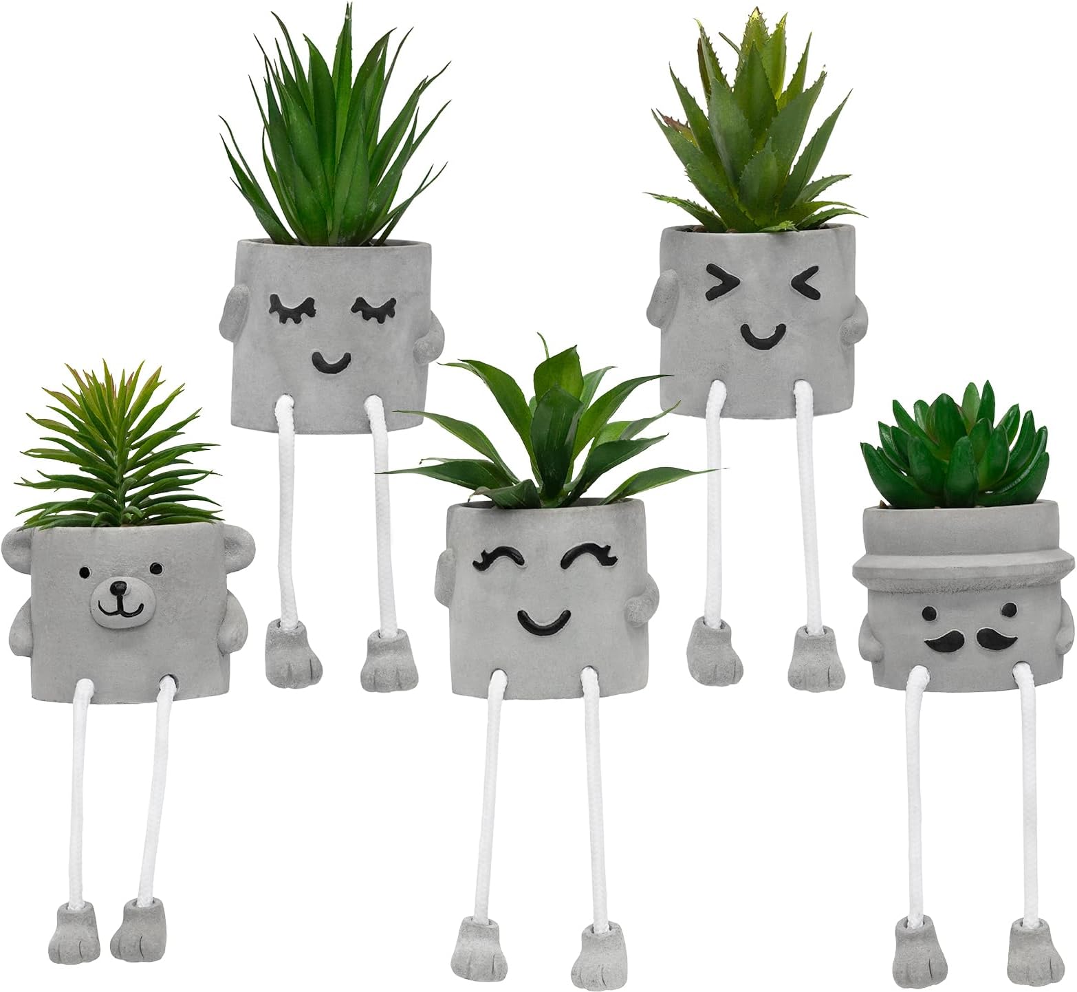 Amazon.com: Zen Home Small Fake Plants for Shelf - Mini Succulent ...