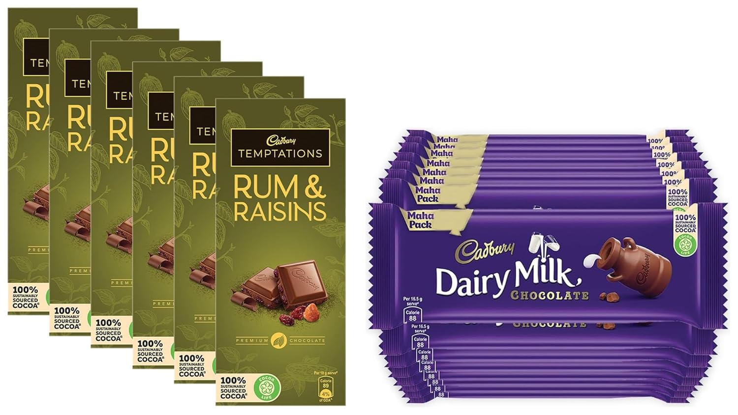 Cadbury Dairy Milk Chocolate Bar, 15 x 55 g Maha Pack & Cadbury ...