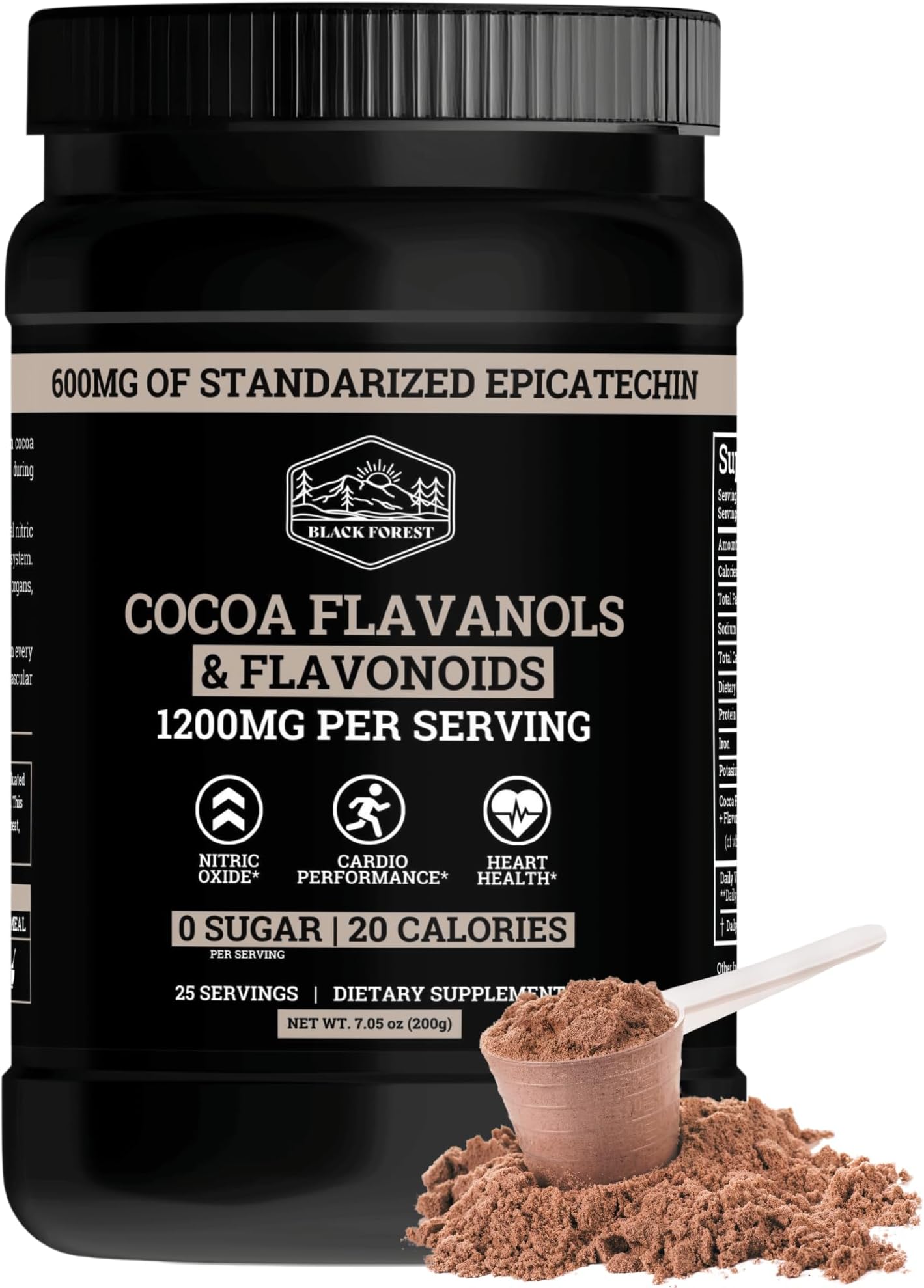 Amazon.com : Black Forest High Flavanol Cocoa Powder (1200mg Cocoa ...