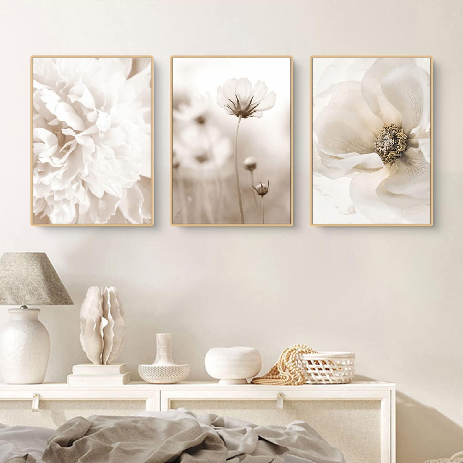 Amazon.de: Sarah Duke Beige Wandbilder 3er Poster Set Moderne Wandbilder Boho Bild Wohnzimmer ...