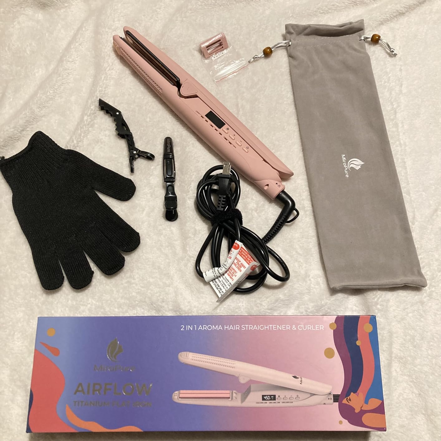 Amazon.com : MiroPure 360° Airflow Styler Curling Iron, Titanium Flat ...