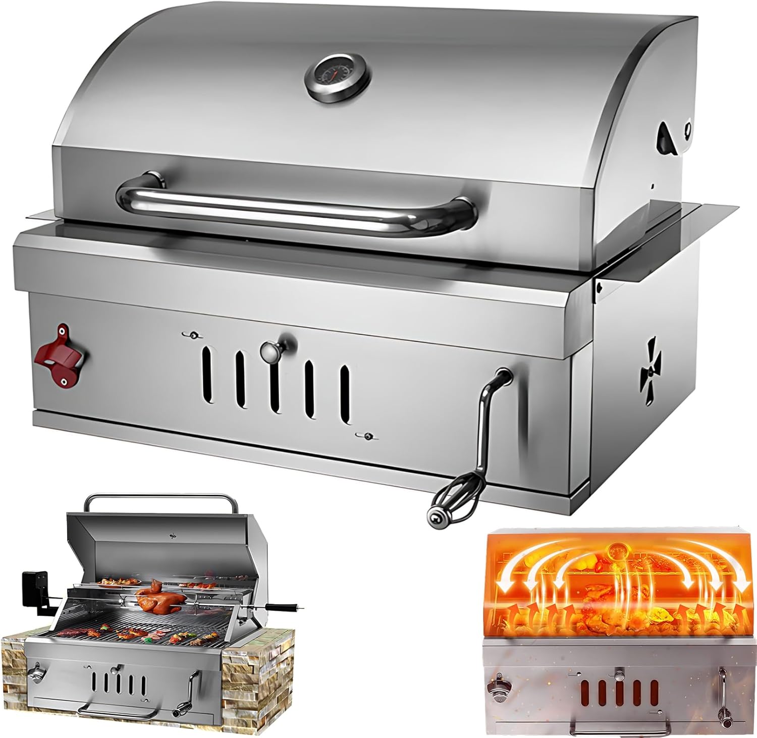 Amazon.com: 28 Inch Built In Charcoal Grills, Stainless Steel Charcoal ...