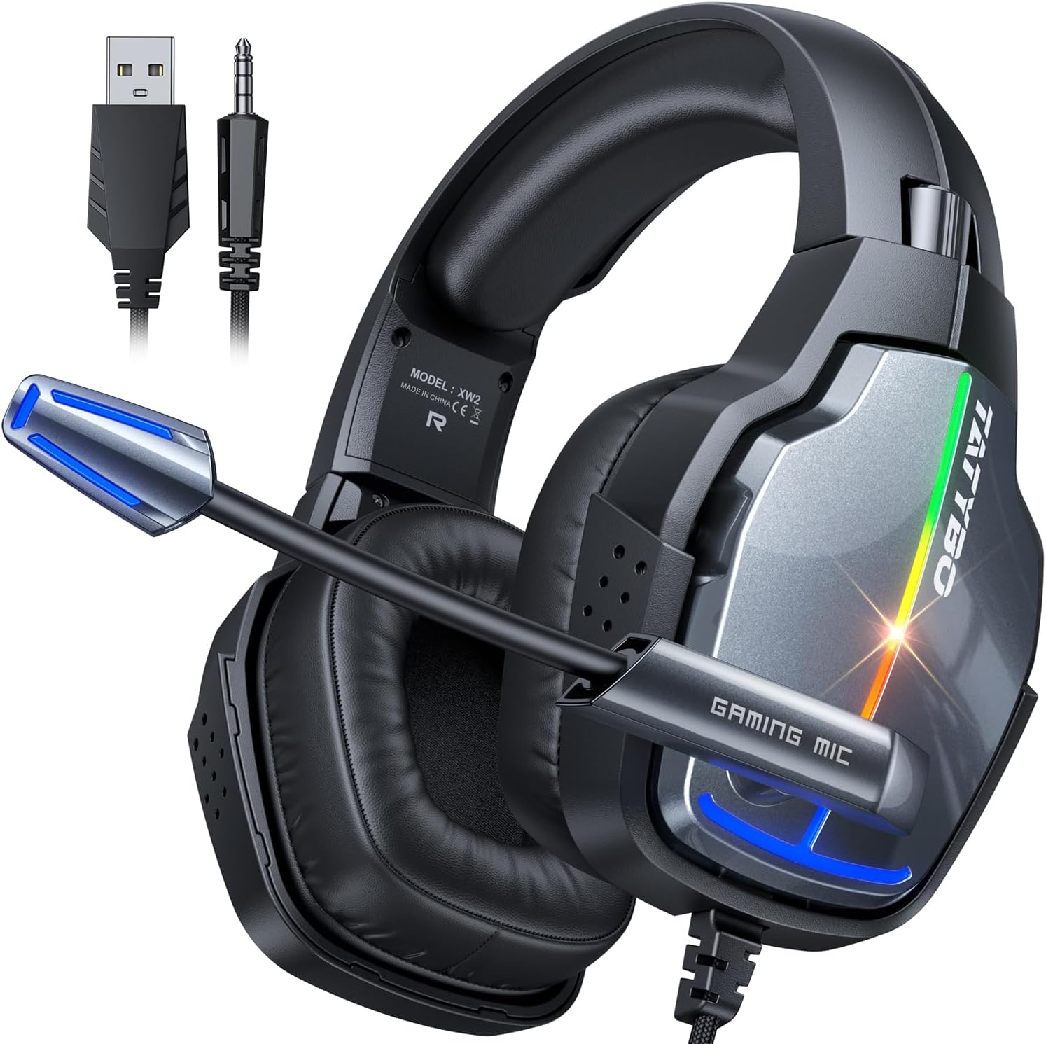 Amazon.com: five below Bugha Exclusive LED Gaming Headset w/Boom mic, 3 ...