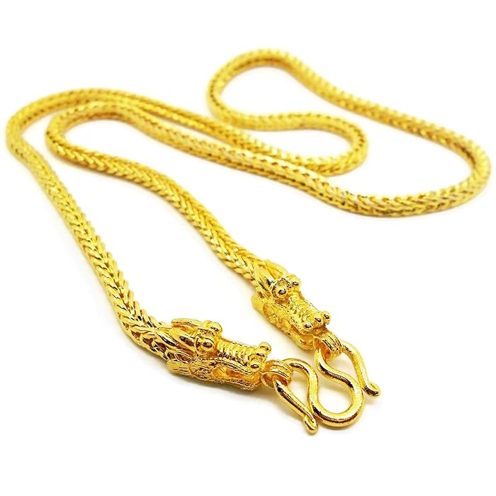 Buy arrawana77 Dragon Chain Men's Necklace Gold Plated Filled 22K 23K ...