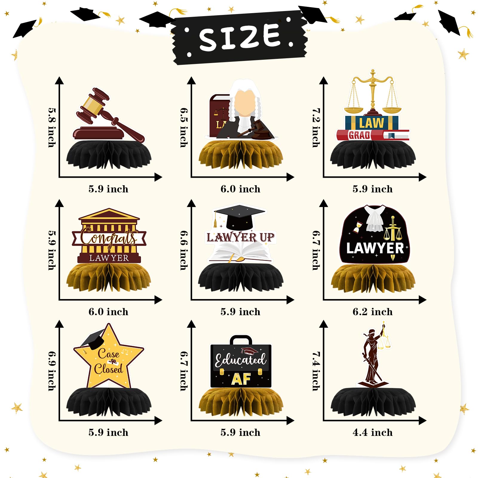 Snapklik.com : Lawyer Graduation Table Honeycomb Centerpieces, Congrats ...