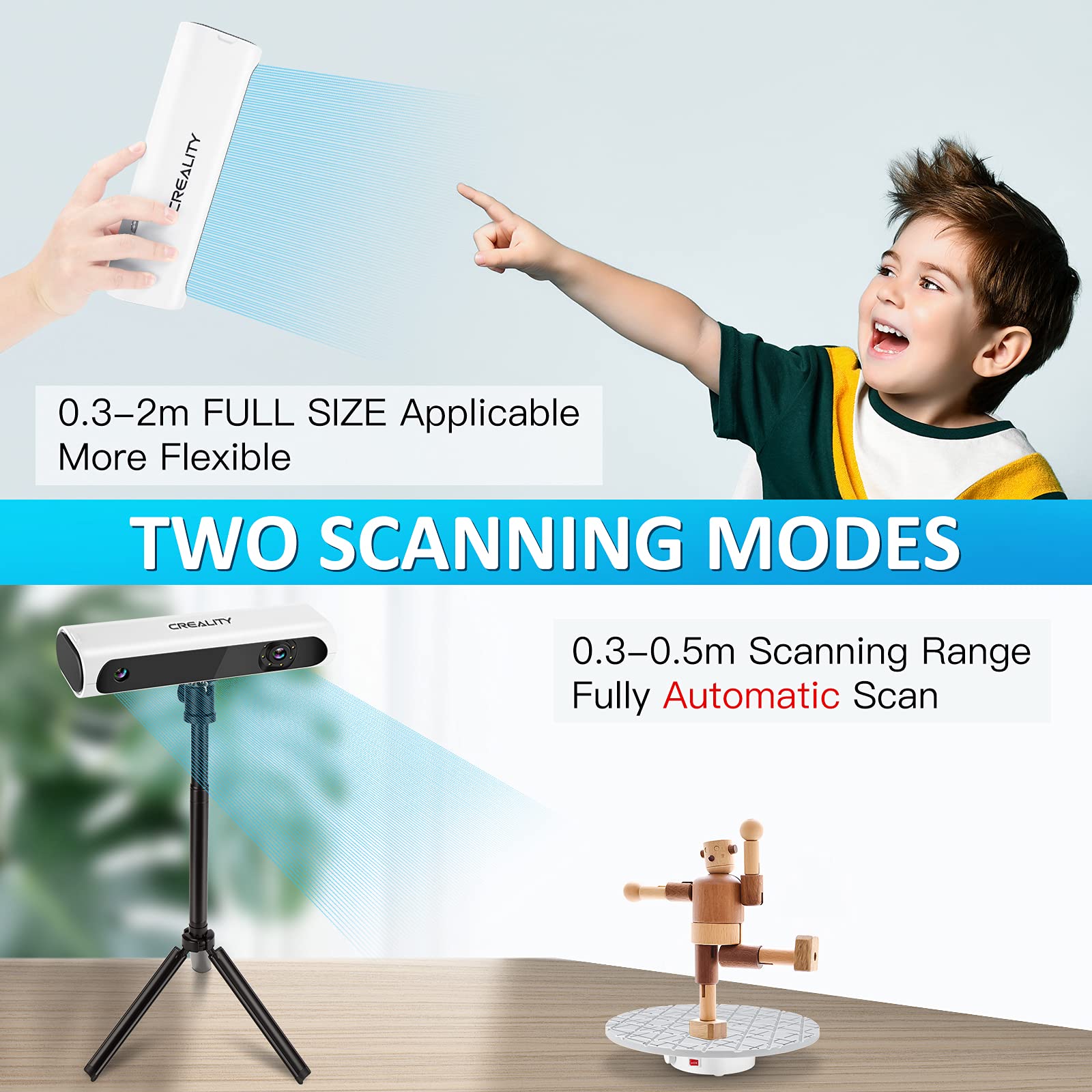 Creality Upgraded CR-Scan 01 3D Scanner Kit with Turntable and Tripod ...