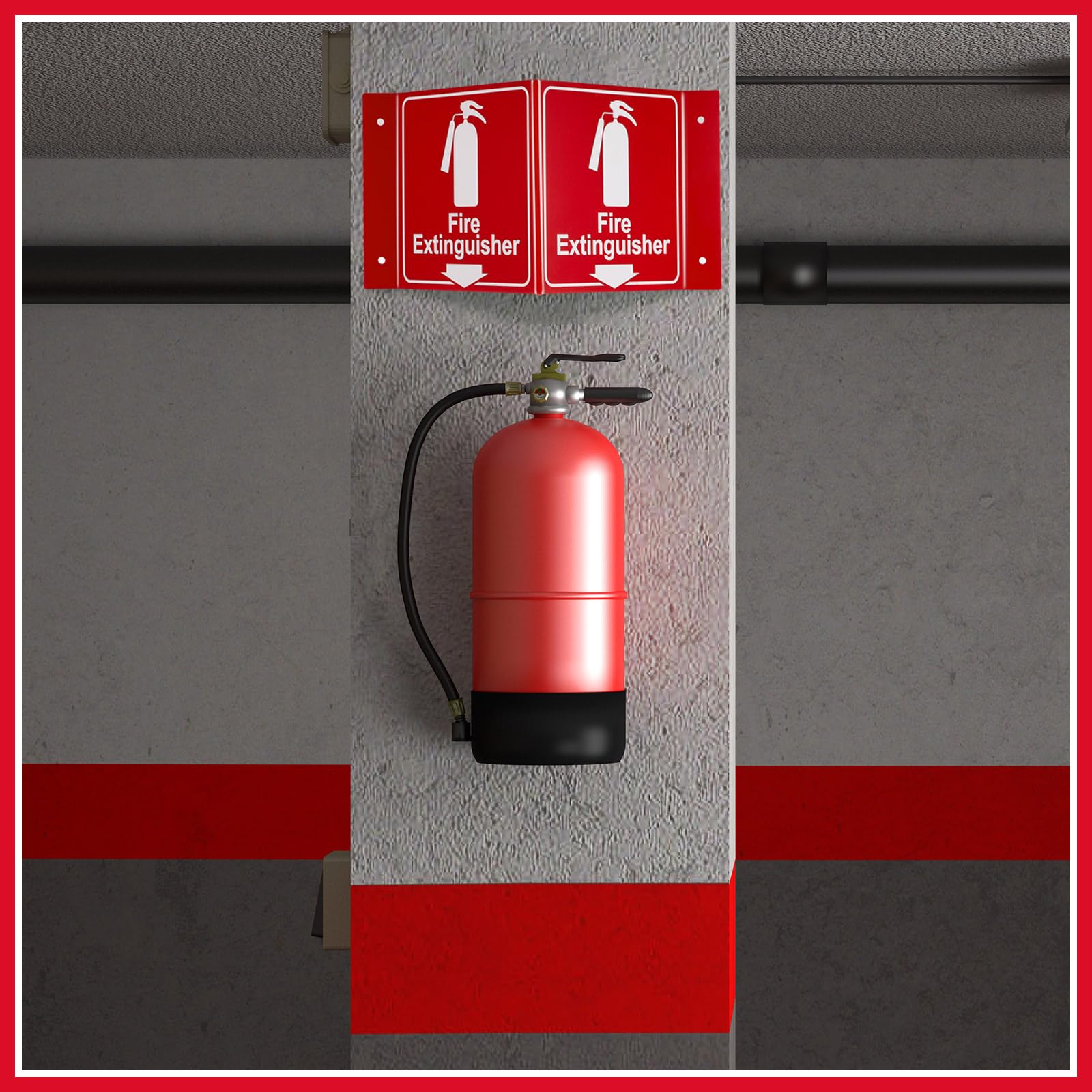 Snapklik.com : Soaoo 4 Sets 3D Fire Extinguisher Projecting Sign 6.3" X ...