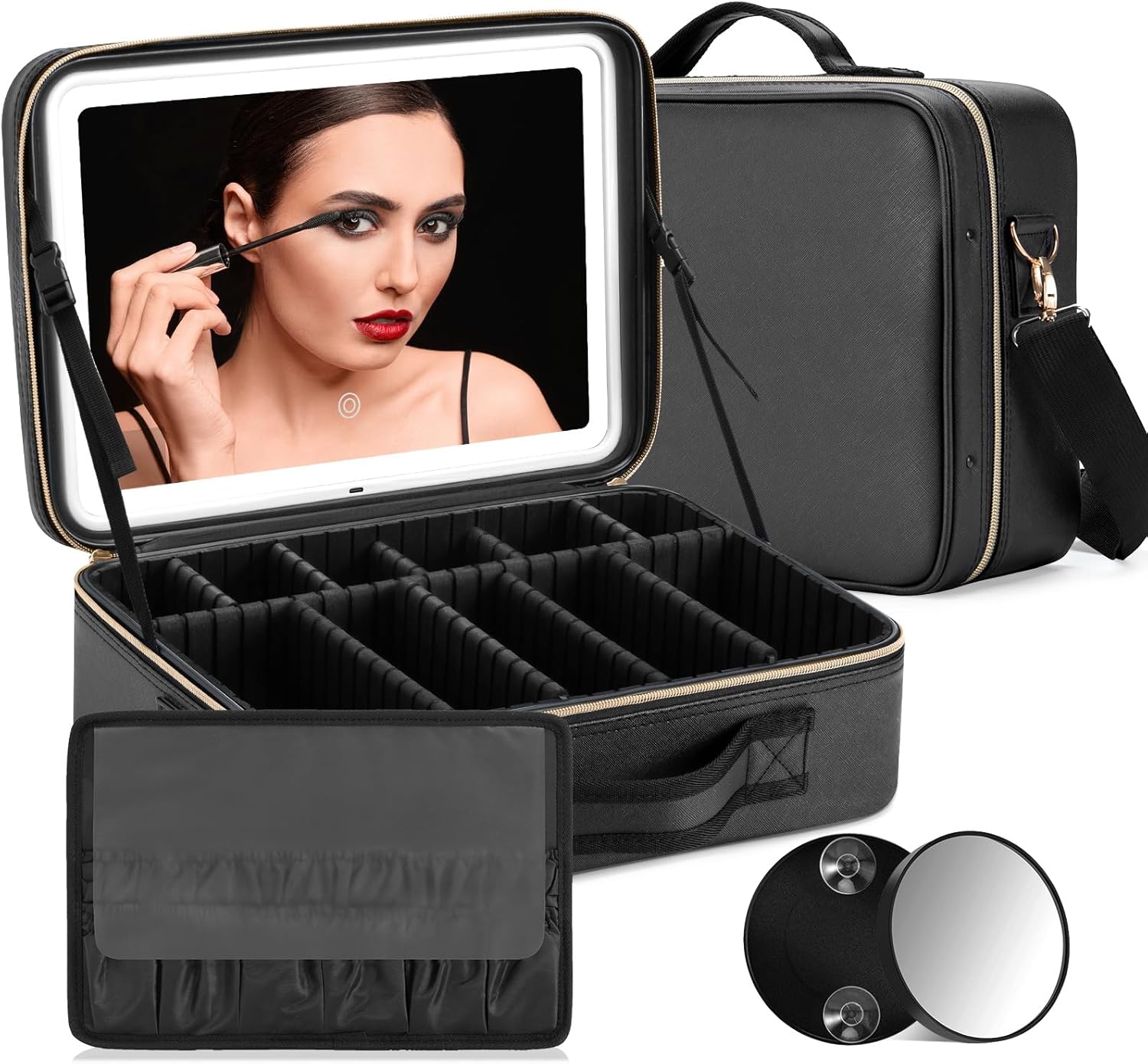 Amazon.com: Travel Makeup Bag with LED Lighted Make up Case with Mirror ...
