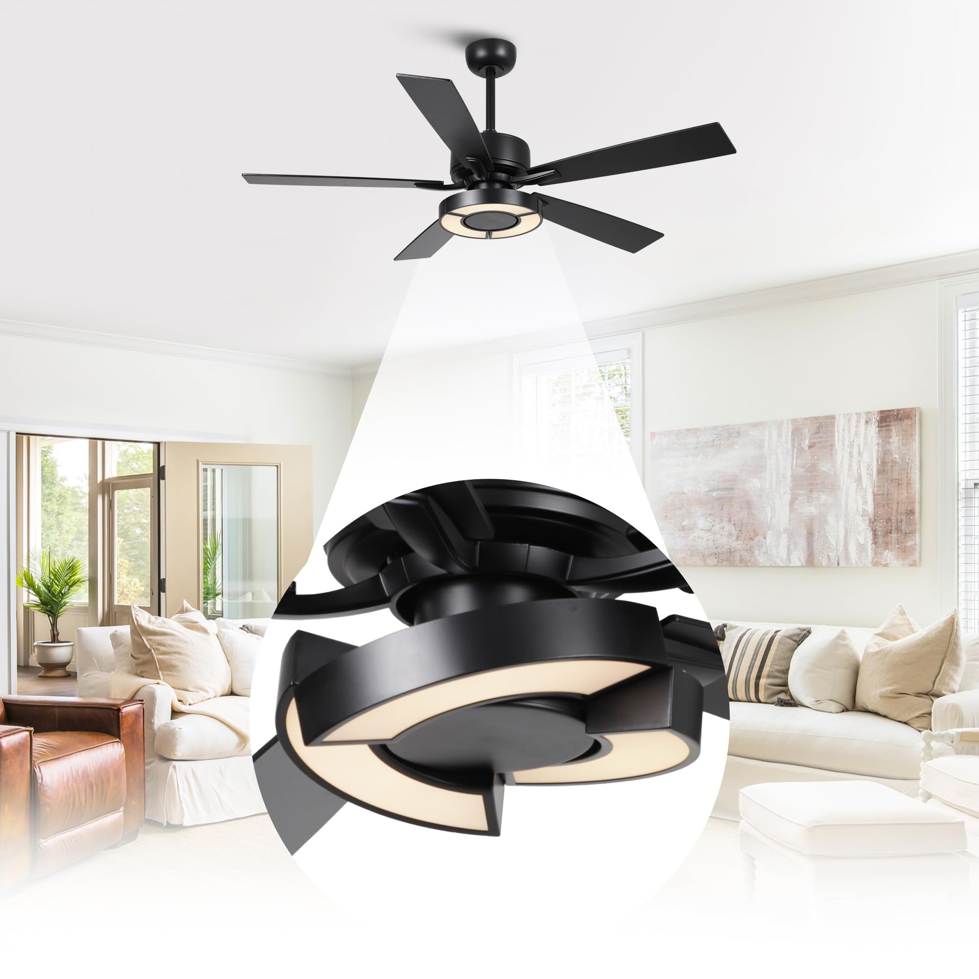 Amazon.com: ACEROCK Ceiling Fan with Lights, 52 Inch Modern Silver ...