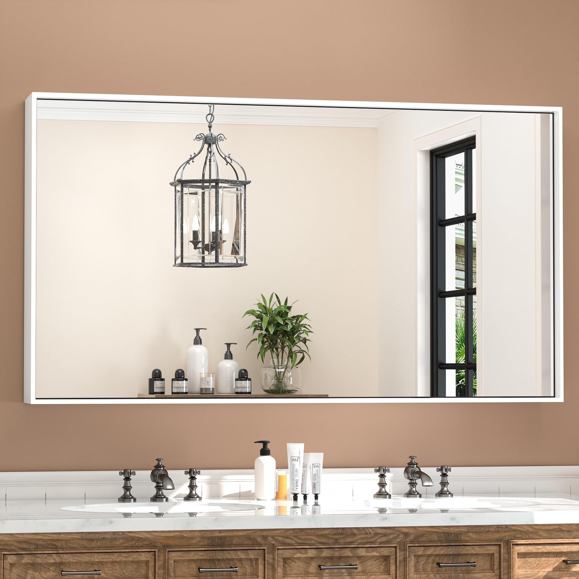TokeShimi 48x24 White Bathroom Mirror for Wall Vanity Mirror with ...