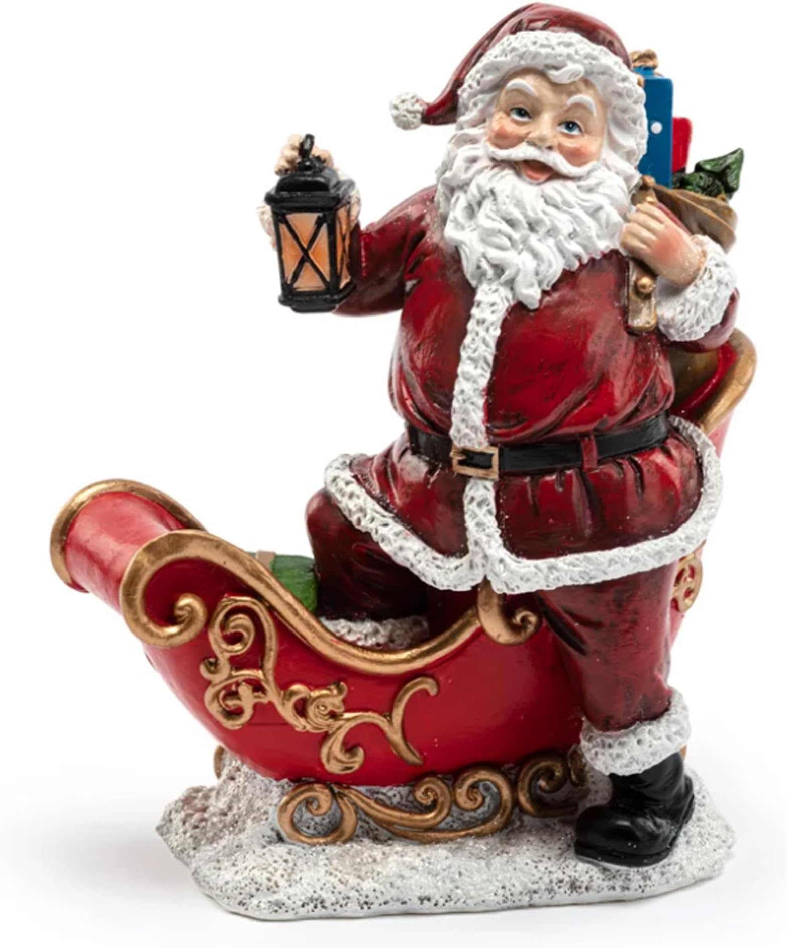 Amazon.com: Napco 52922 Santa with Sleigh and Lantern Multicolor 8 x 6. ...