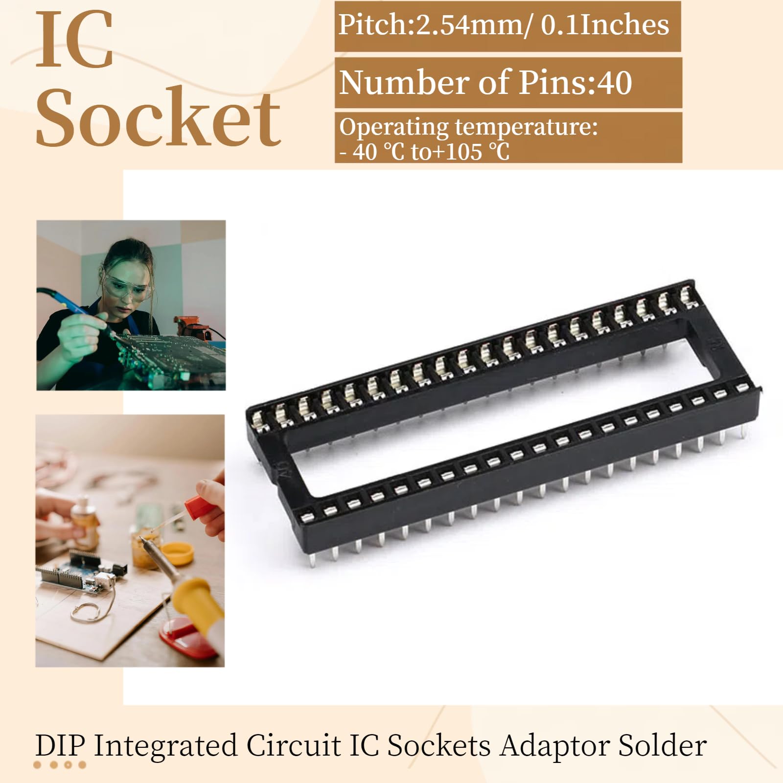 Snapklik.com : 8Pcs IC Socket 40P DIP IC Chip Socket Adaptor 2.54mm ...