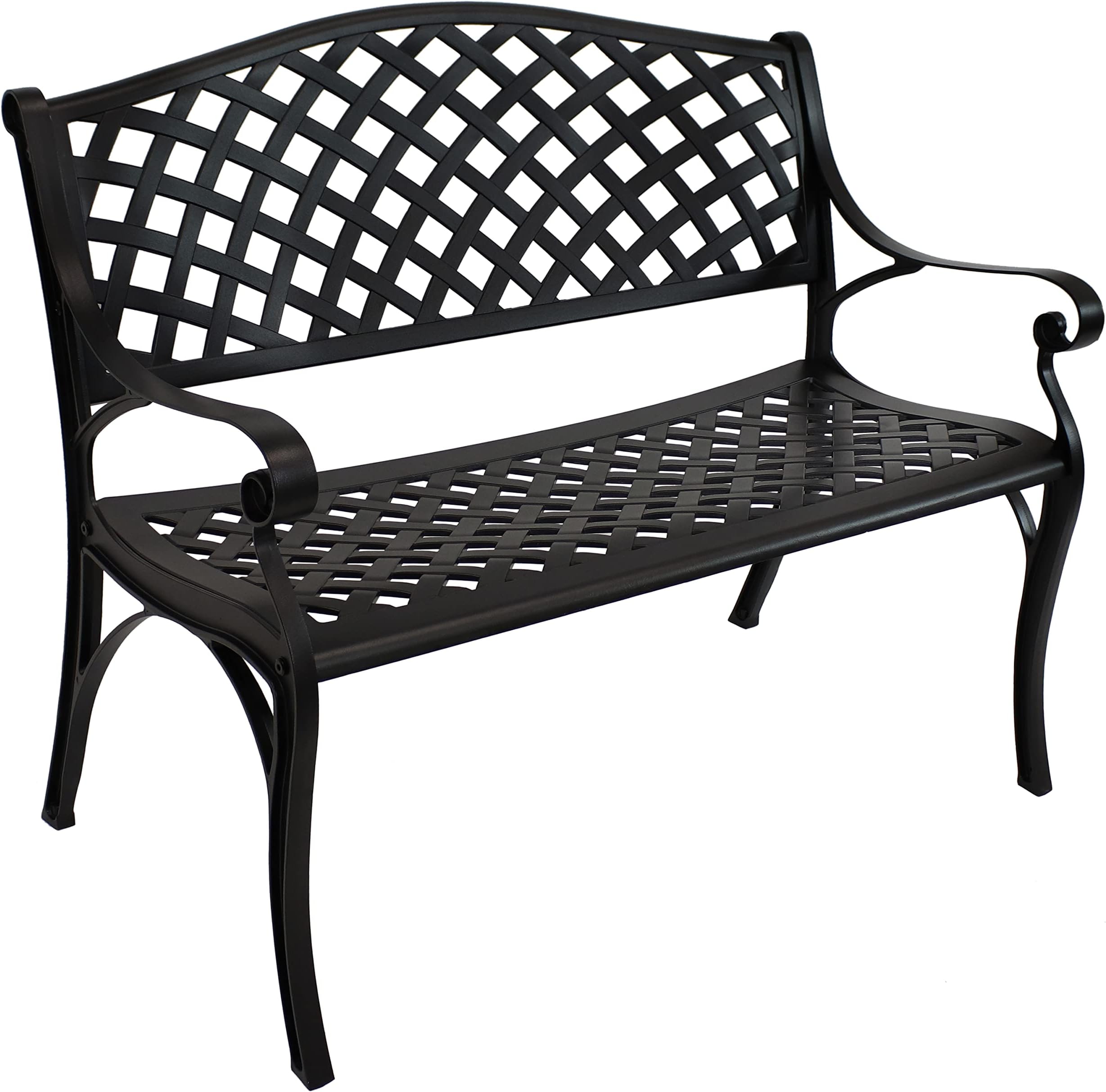 Amazon.com: Sunnydaze 2-Person Cast Aluminum Garden Bench with ...