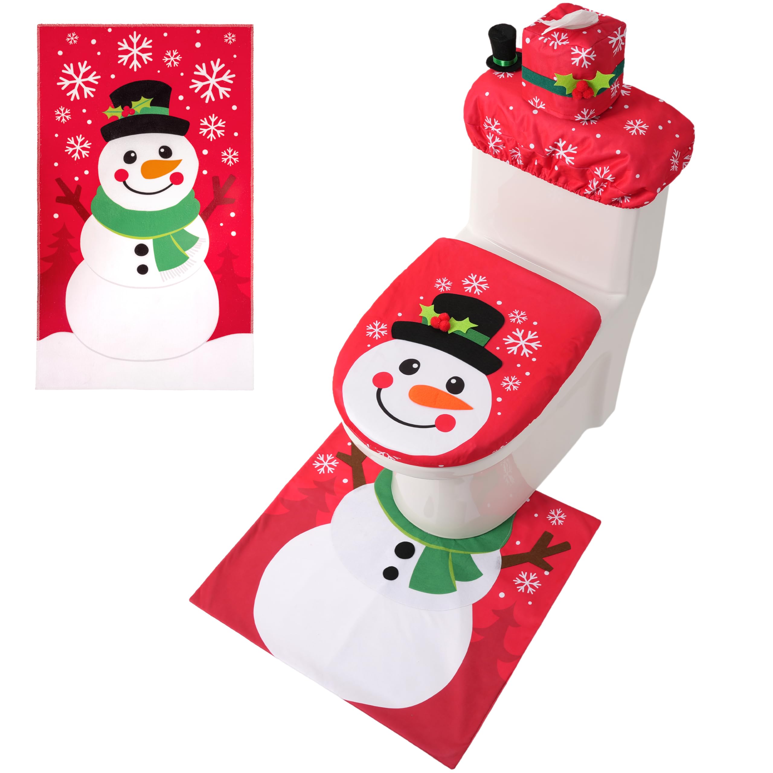 Amazon.com: JOYIN 5 Pieces Christmas Snowman Bathroom Decoration Set ...