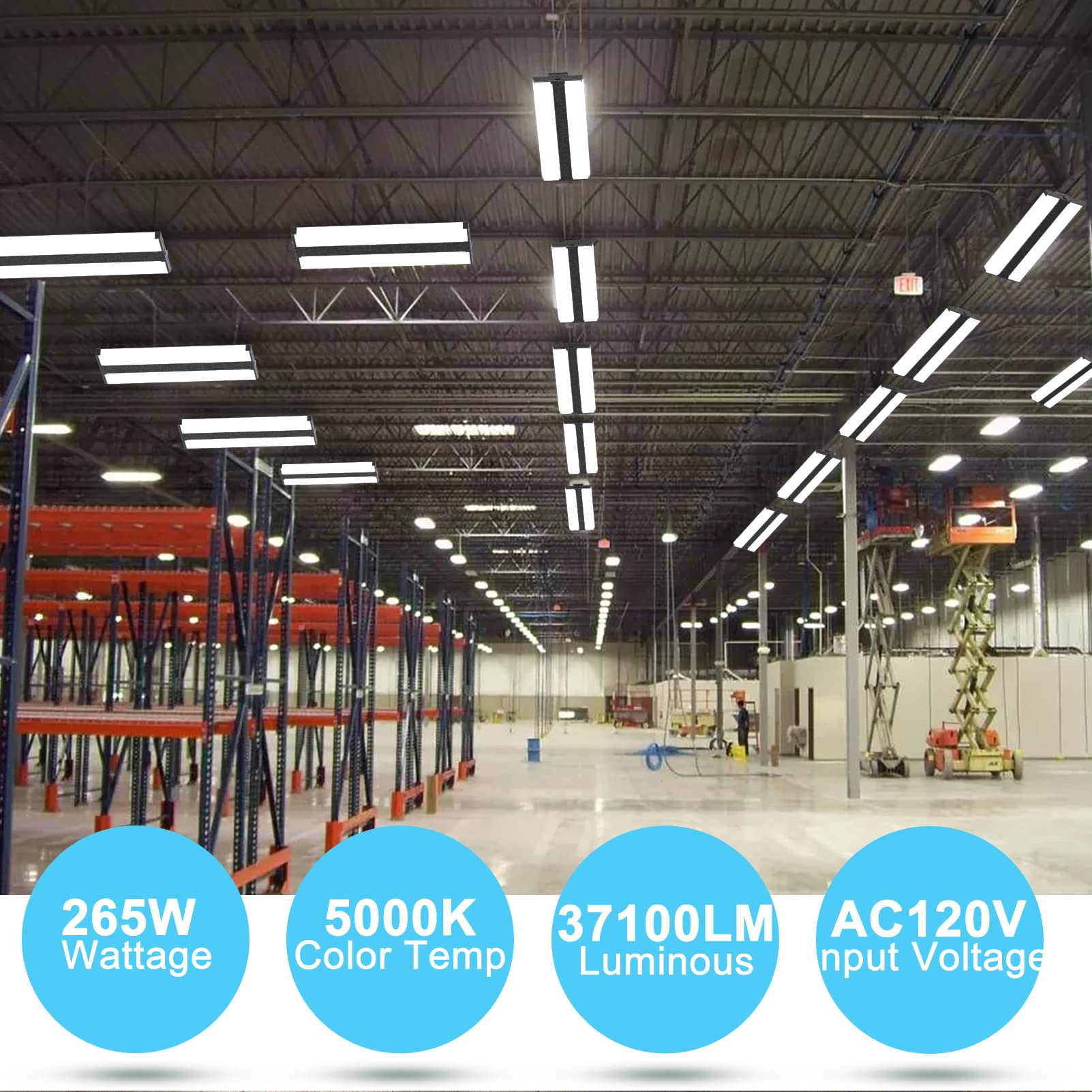 Lightdot 4 Pack LED High Bay Shop Lights, 4FT 265W 38000LM [1000W HPS ...