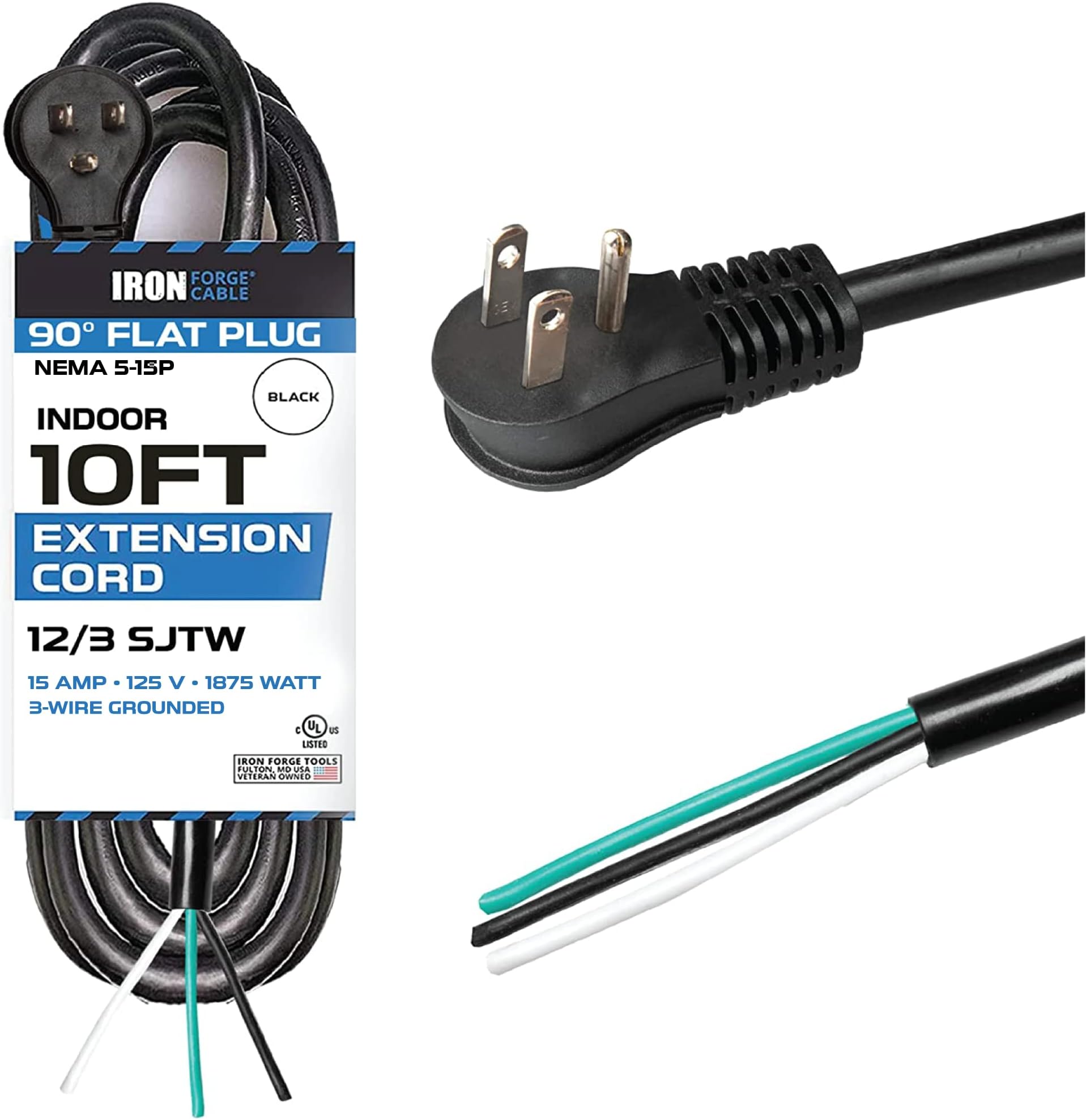 Amazon.com: Thonapa Flat Plug Power Cord Replacement 6 ft, 14 Gauge ...