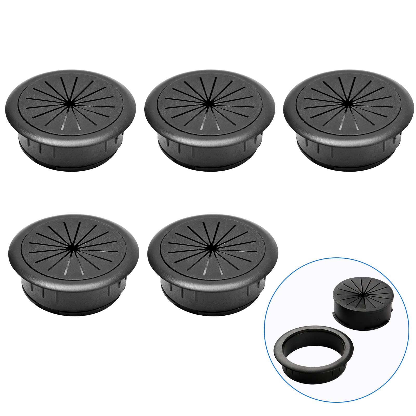 5PCS Flexible Desk Grommet,50mm/2 inch Grommet Aperture, Wire Cord ...