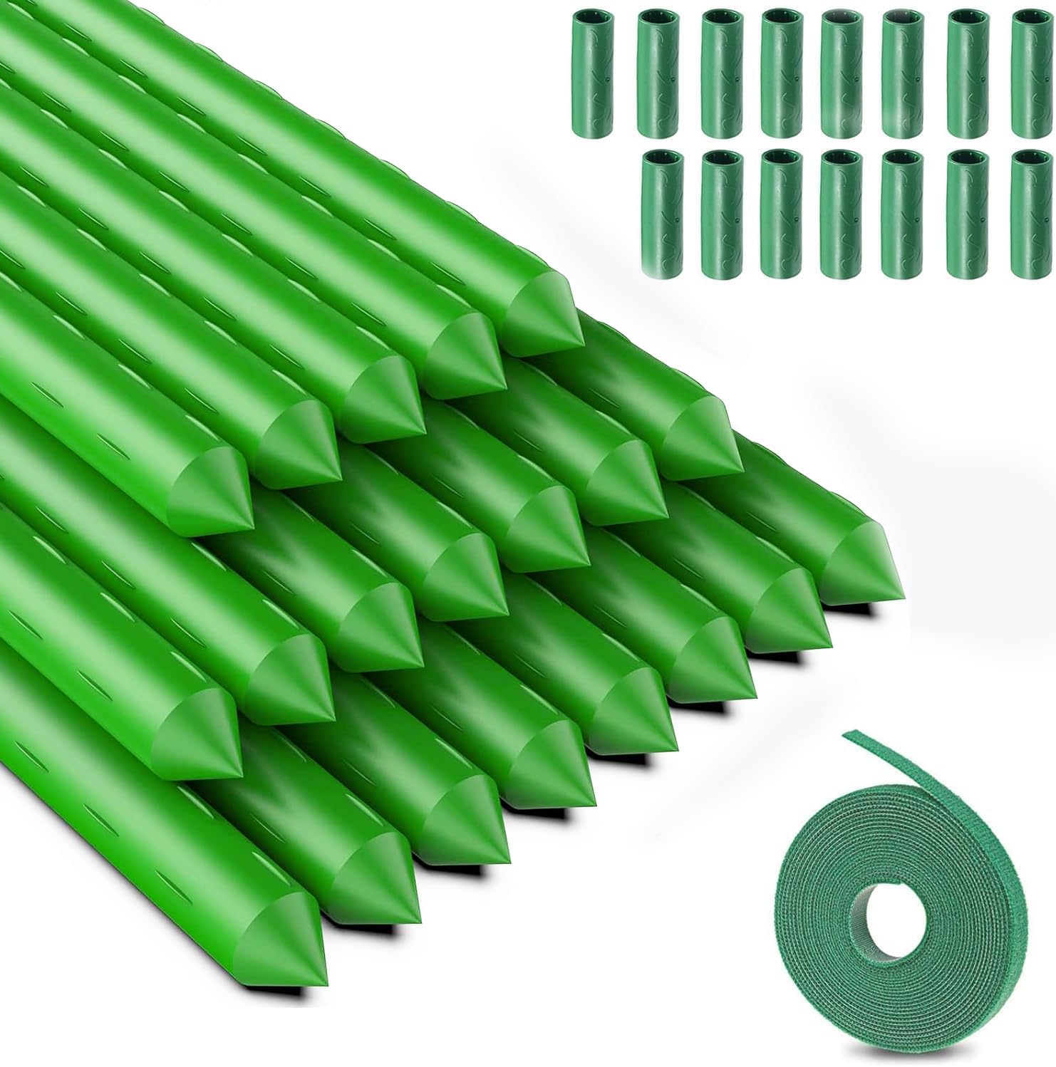 20PCS Garden Plant Stakes, Portable Durable Green Plant Support Sticks ...