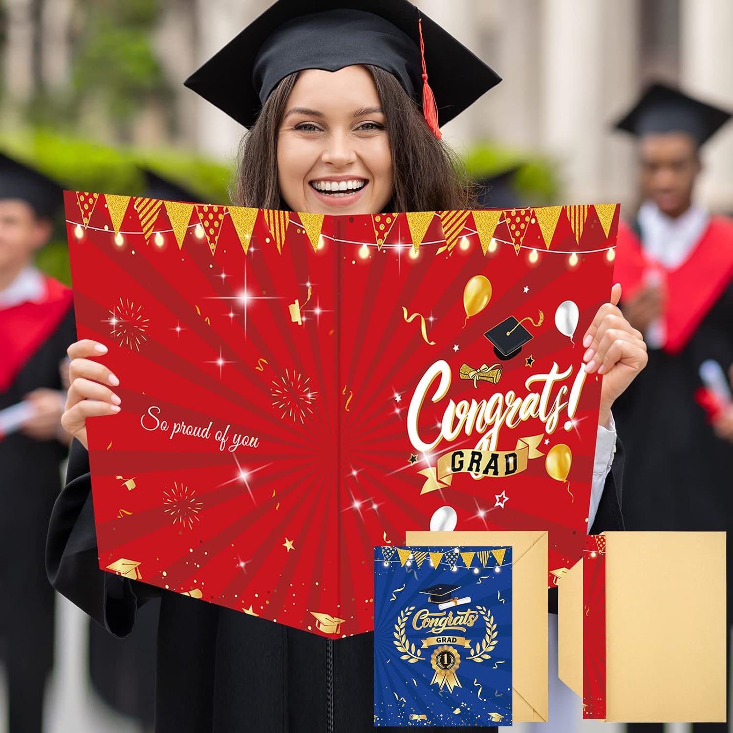 Amazon.com: 2 Pcs Jumbo Graduation Card Graduation Guest Book Large ...