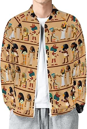 Amazon.com: Egypt Pharaoh Pattern Men's Lightweight Jacket Casual Long ...