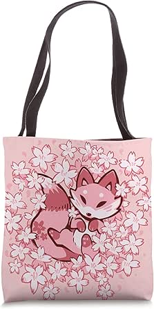 Amazon.com: Cherry Blossom Fox - Cute Pink Fox Tote Bag : Clothing ...