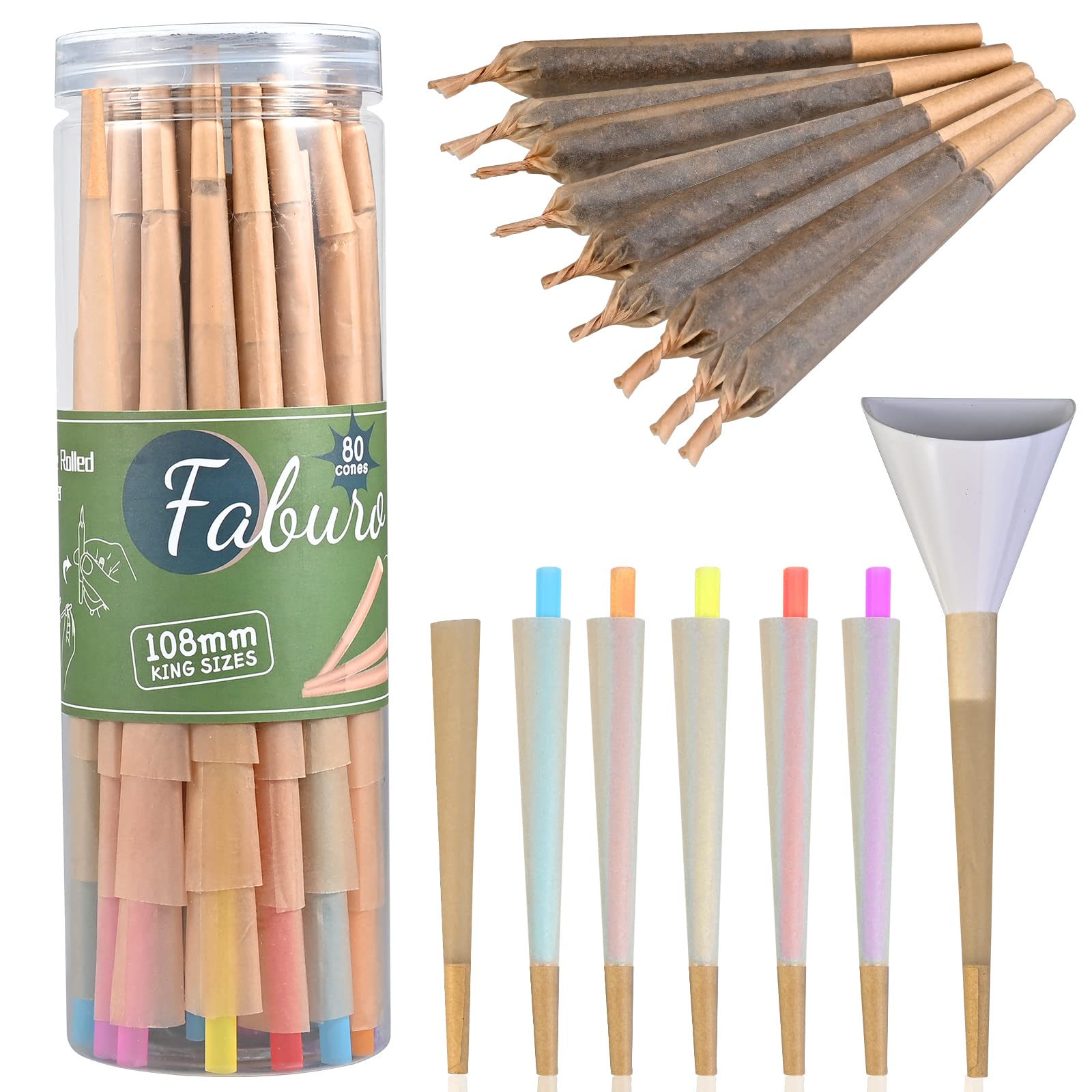 Buy Faburo 80 Pack Rolling Papers Pre Rolled Cones, Natural Pre Rolled ...