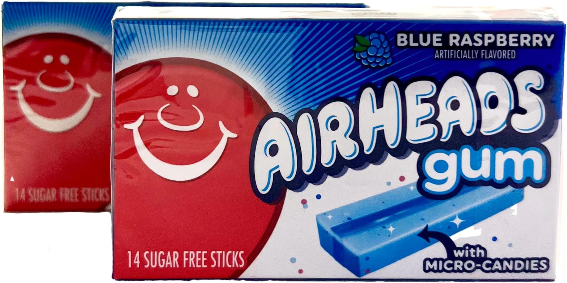 Amazon.com : Airheads Gum, Blue Raspberry, With Micro-Candies, 2-Pack ...