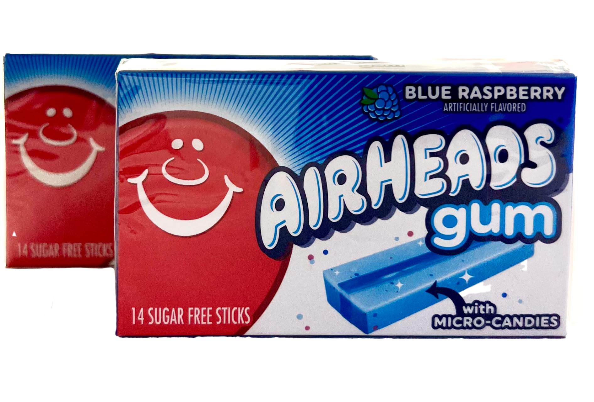 Amazon.com : Airheads Gum, Blue Raspberry, With Micro-Candies, 2-Pack ...