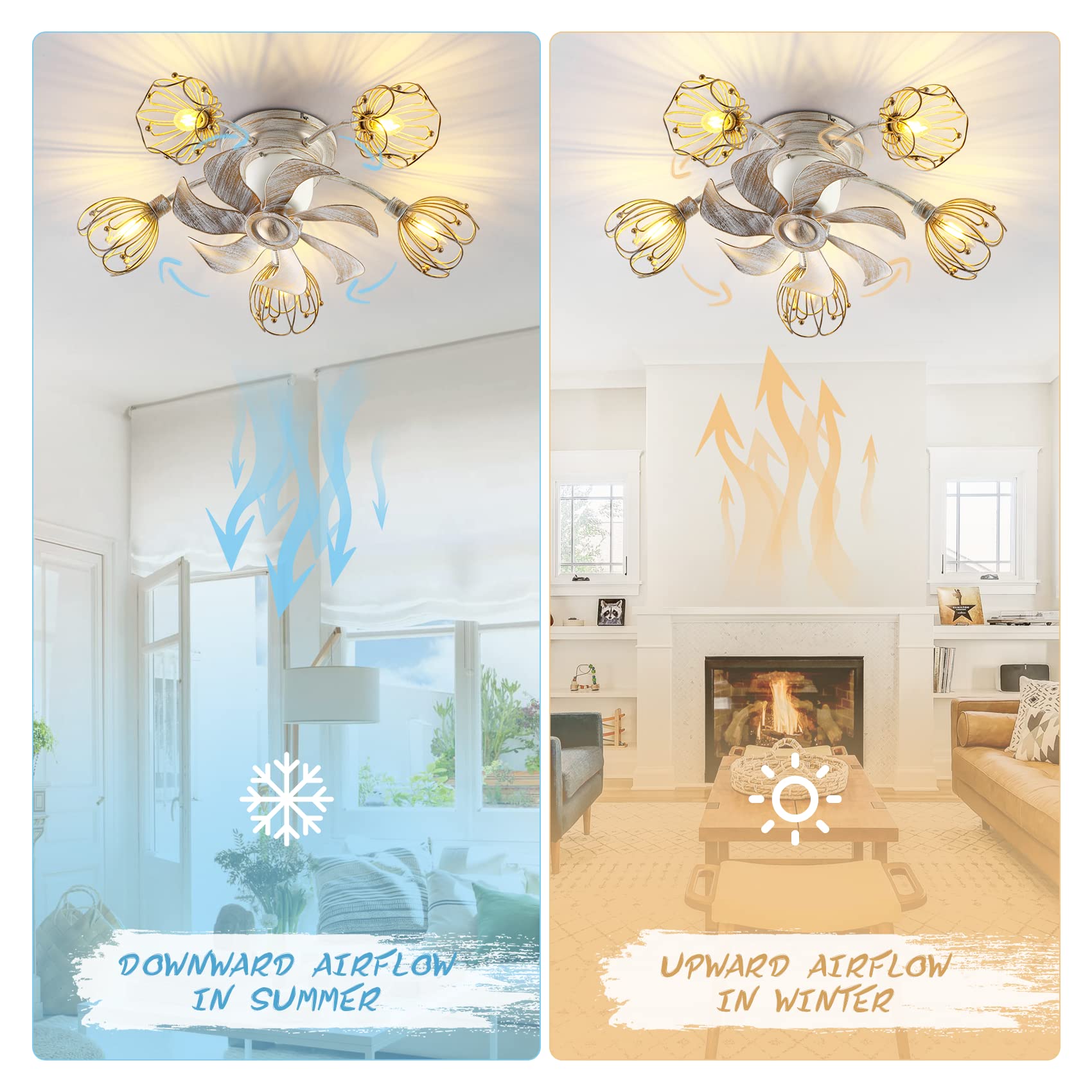 COCOSTAR Chandelier Ceiling Fans with lights, Fandelier Ceiling Fan ...